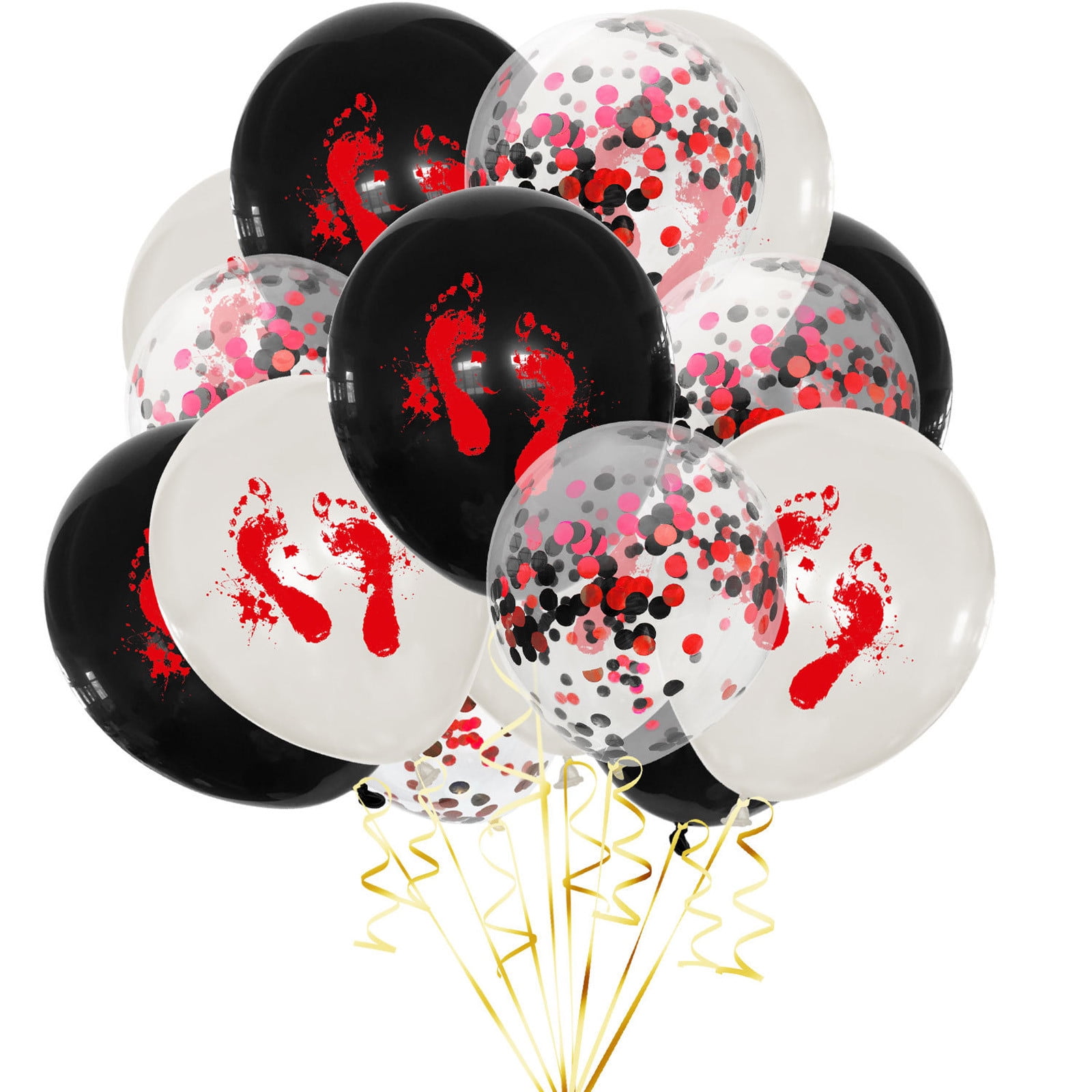 NSESSHome 15pcs Halloween Latex Balloons Confetti Balloons Footprint ...