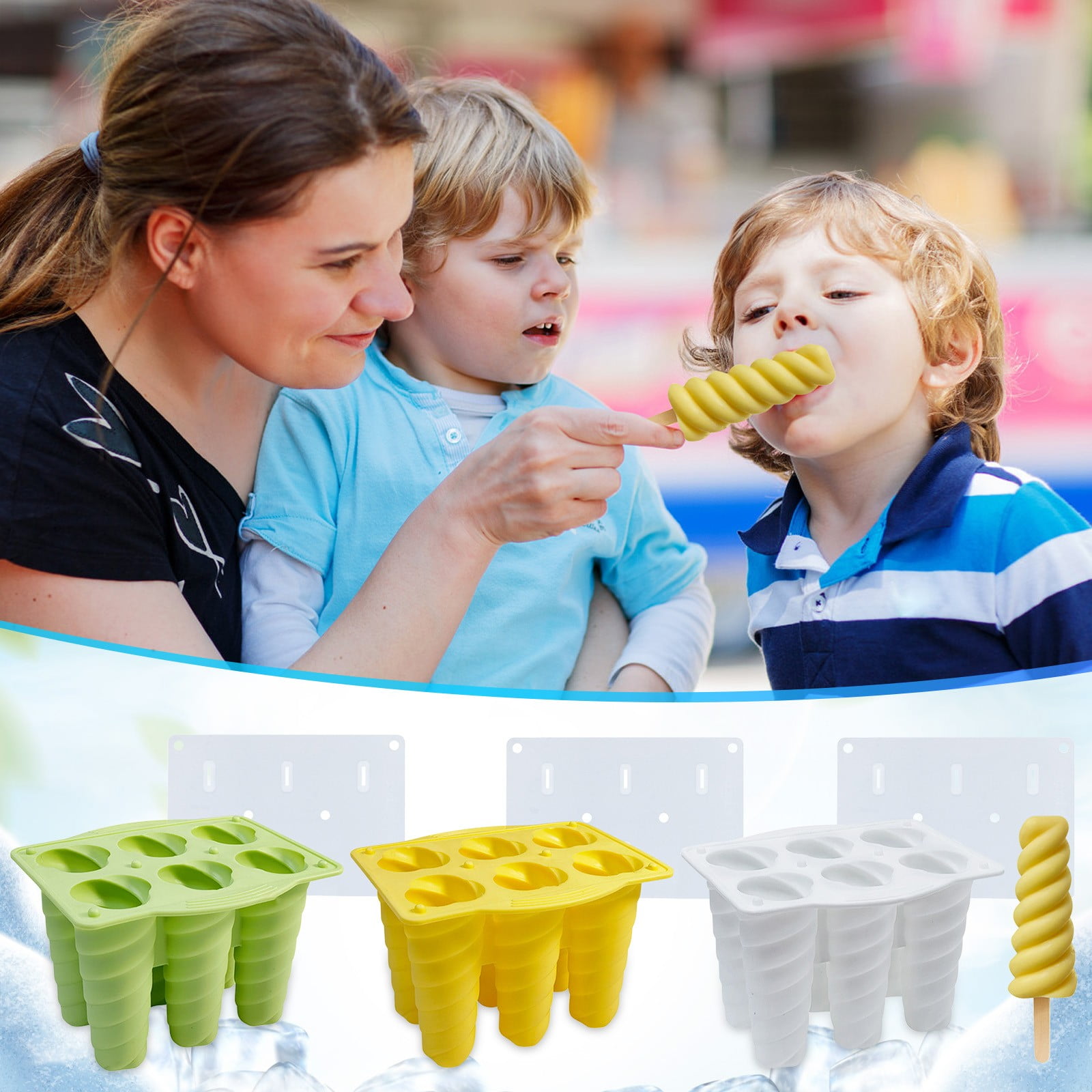 NSESSHome Clearance 6 Cavities Ice For Pop Ice Cream Moulds Silicone ...