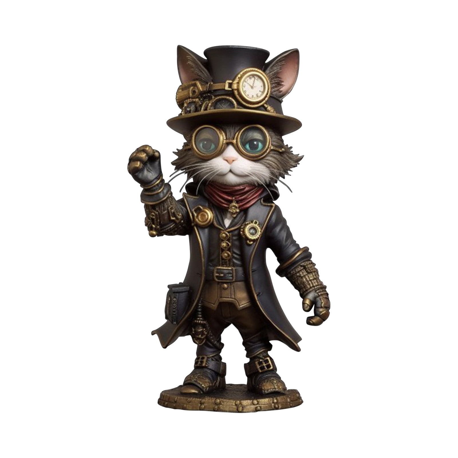 NSESSHome Cat Statue Steampunk Cat Bust Animal Art Tabletop Figurine ...