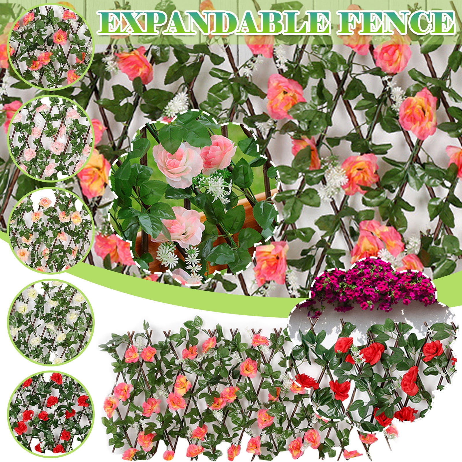 NSESSHome Expanding Fence Retractable Fence, Artificial Garden Plant ...