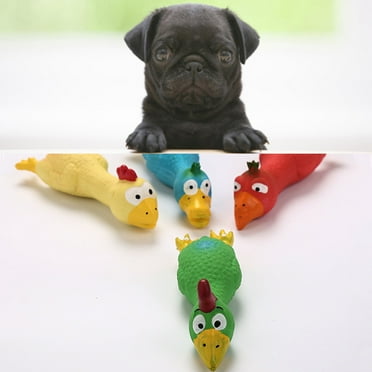 4 Pcs of Small Squeaky Shrilling Rubber Chicken Chew Toy with Playful ...