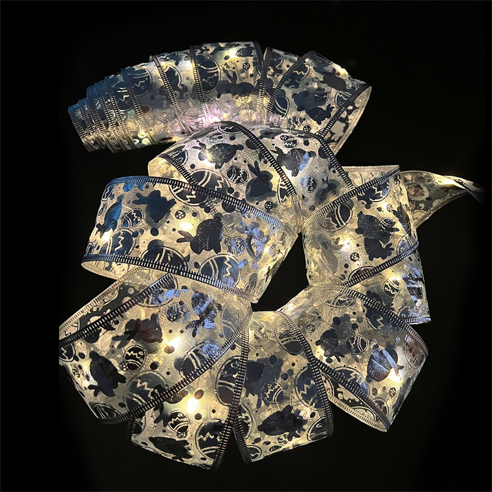 NSESSHome Easter LED Ribbon String Lights, DIY Lace Bow String Lights ...