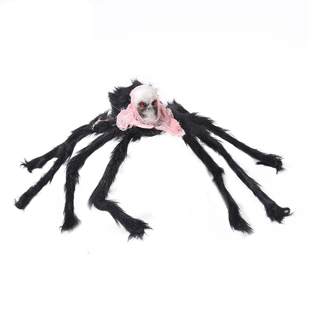 NSESSHome Halloween Hairy Skull Head Spider Outdoor Decorations, Scary ...