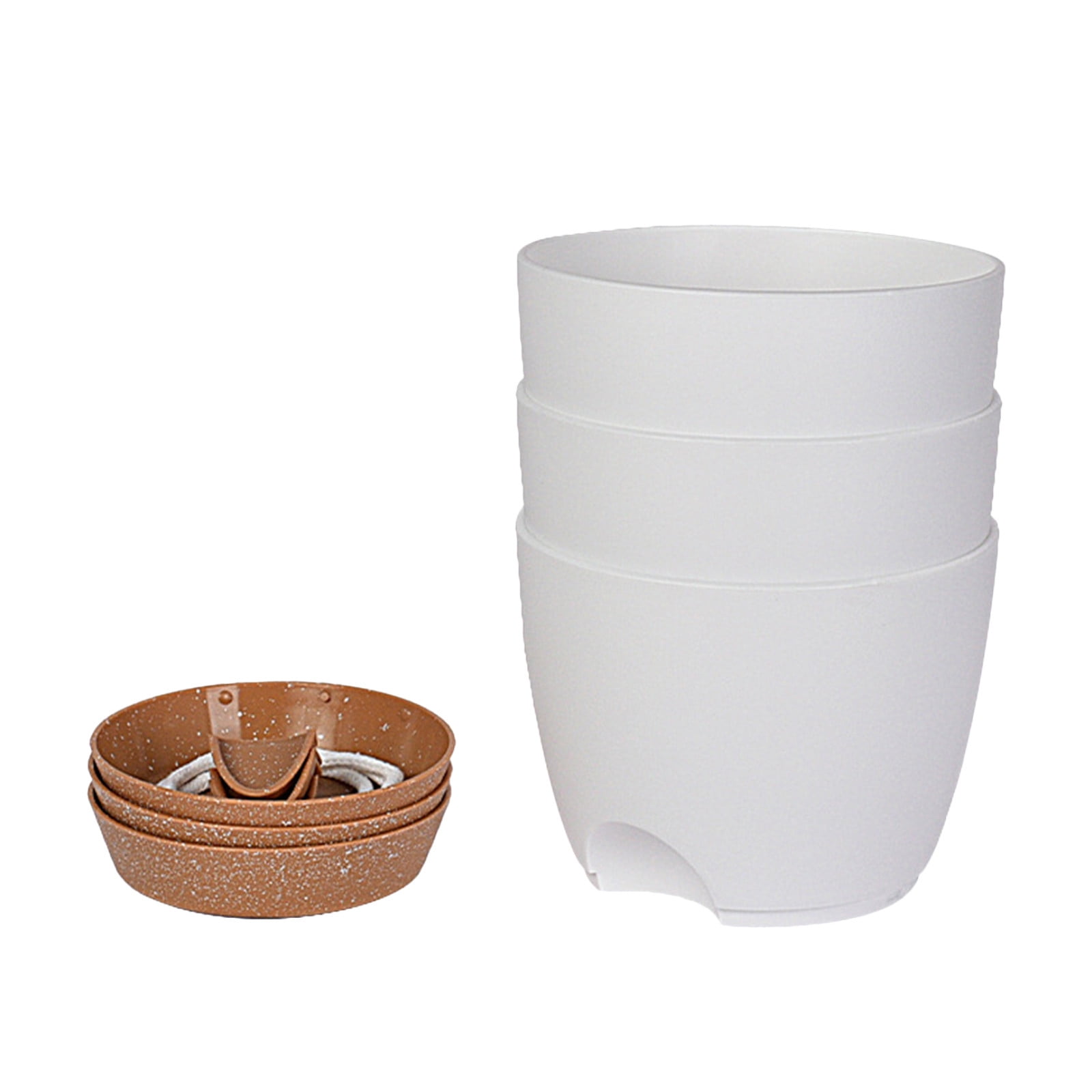 NSESSHome Minimalist Self-Watering Flower Pot Set (3 Pack), Circular ...