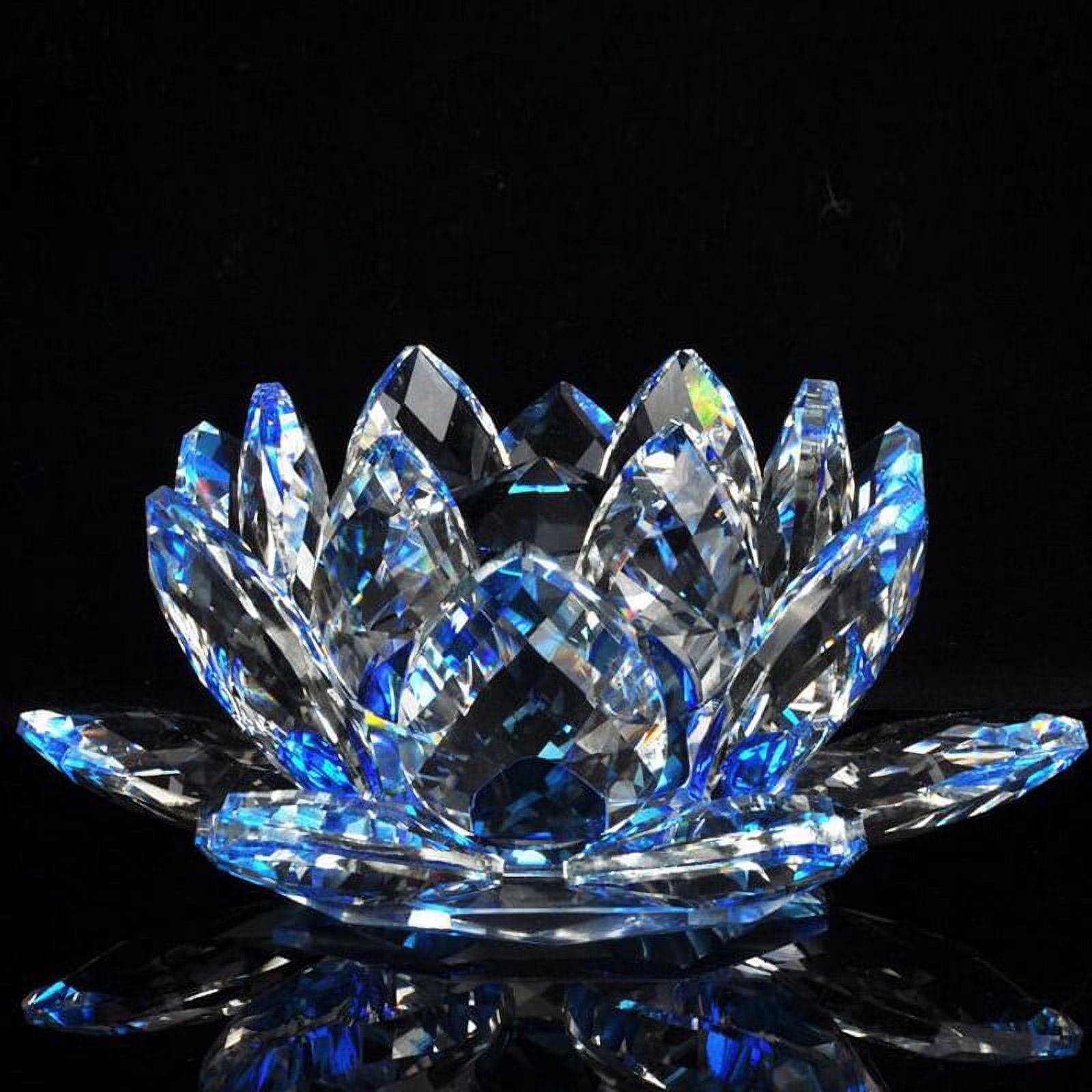 NSESSHome Sparkle Crystal Lotus Flower Figurines, Decorative Feng Shui ...