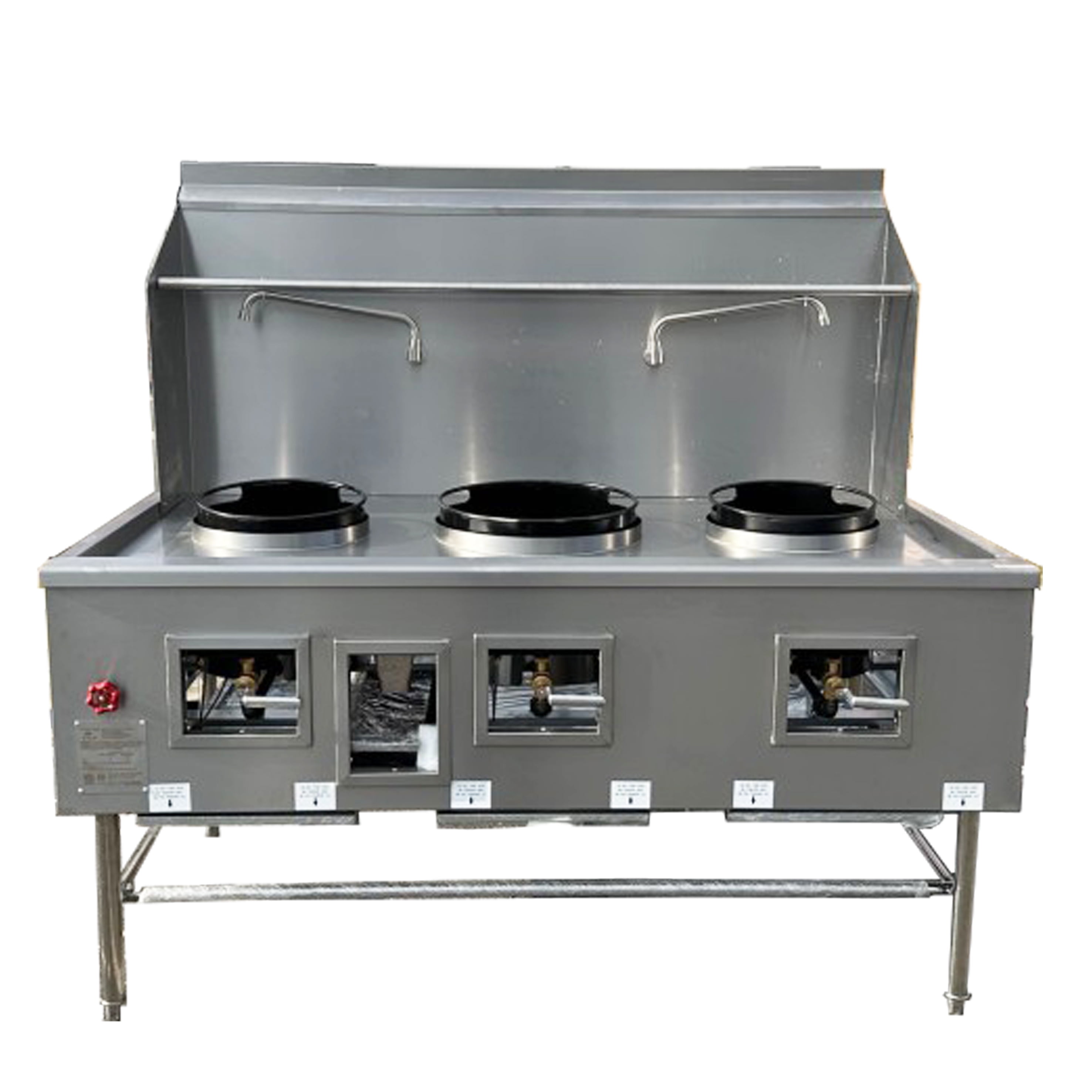 NSF 13+16+13 inches 3 hole Chinese Wok Range With waterfall Natural gas ...