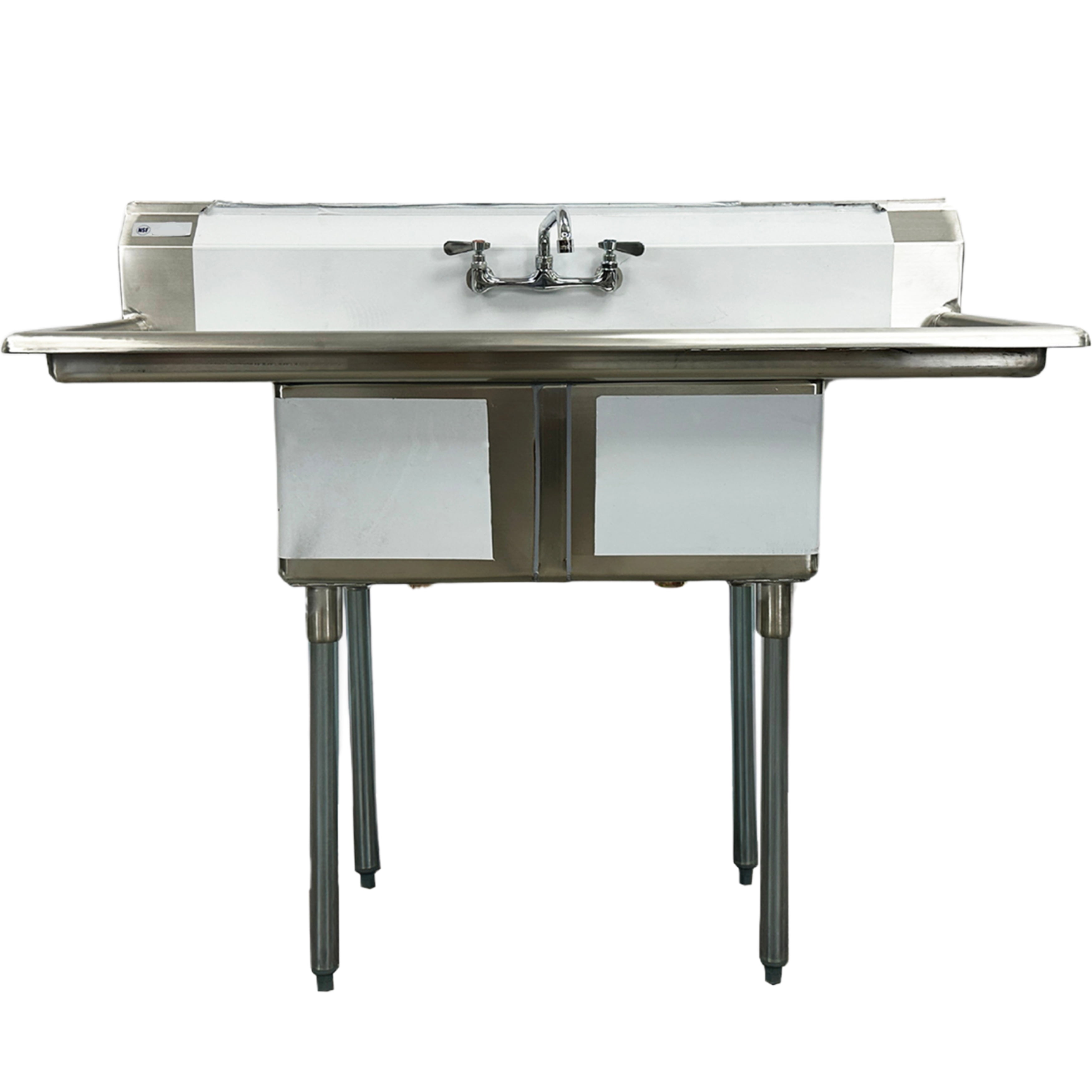 NSF 14 in. 2 Compartment Commercial Kitchen Sink, with Drainboards Free ...