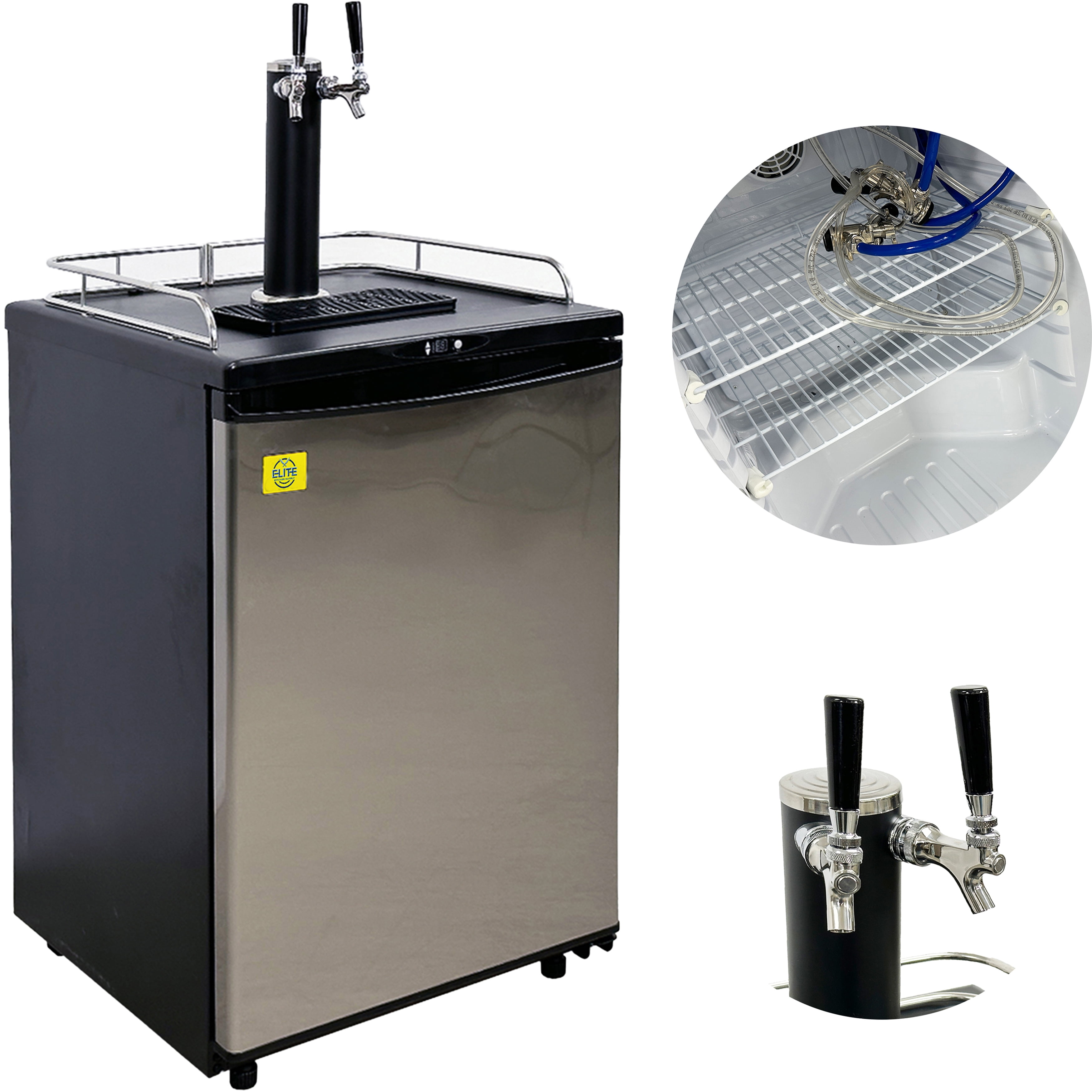 NSF 2 Tap 24 in. Beer Keg Dispenser, Kegerator Draft Beer Dispenser ...