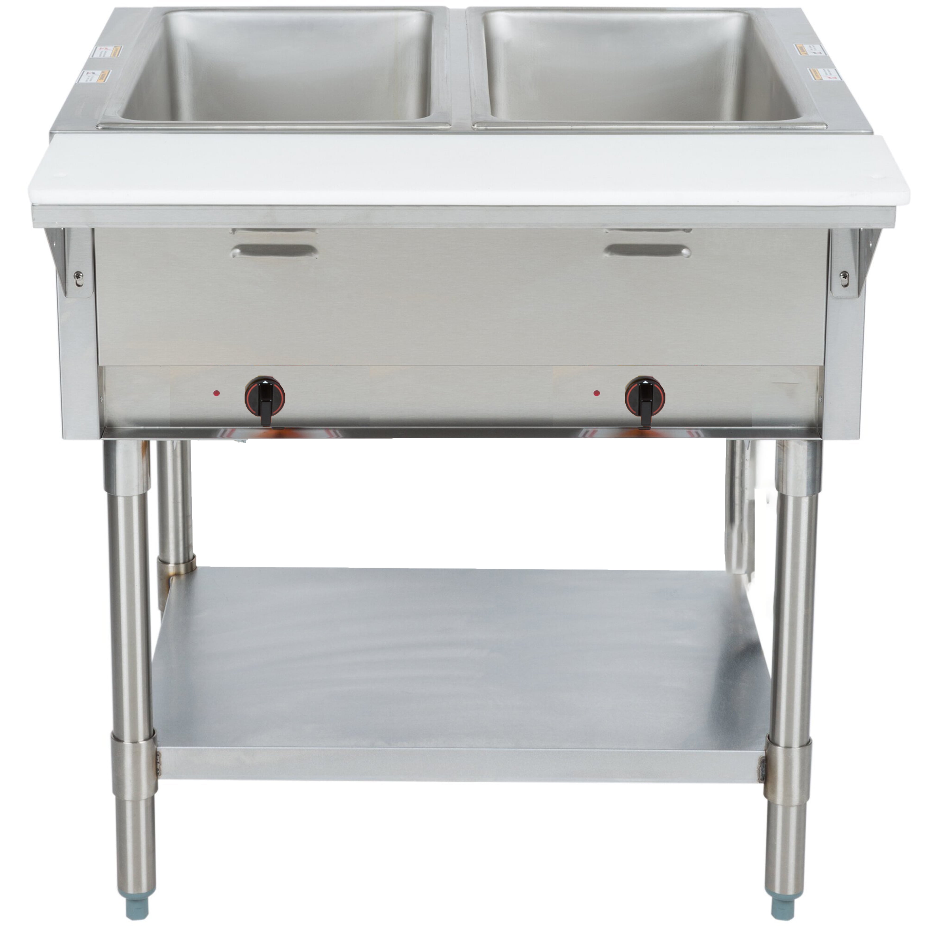 NSF 31 in. Gas Steamer Two Pan Open Well Gas Propane Steam Table with ...