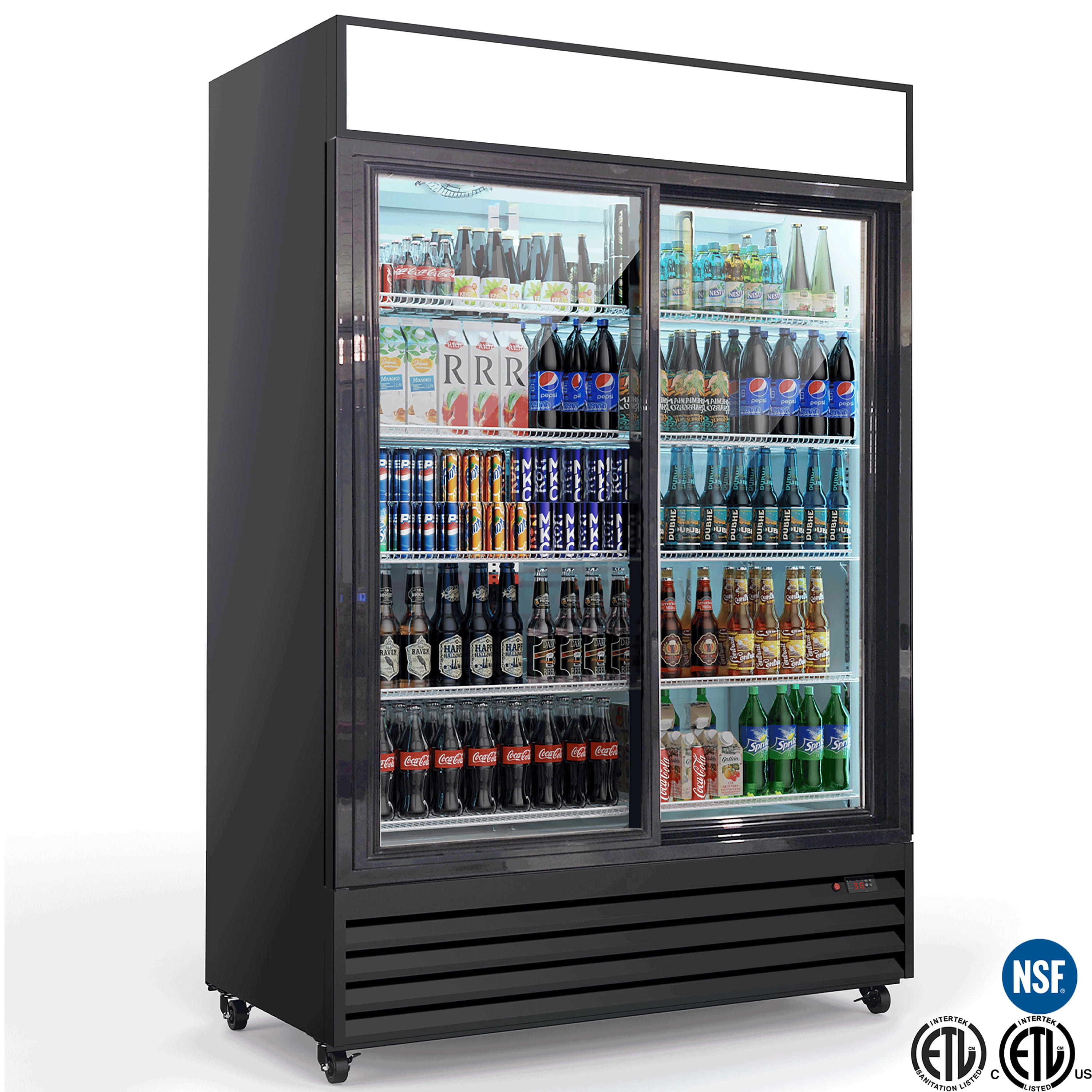 NSF 44 in. Refrigeration Double SLIDING Door Cooler 34.7 Cu.Ft. Sliding ...