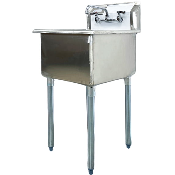 NSF 45 in. 3 Compartment Utility Sink with Faucet, Drainboard Utility ...
