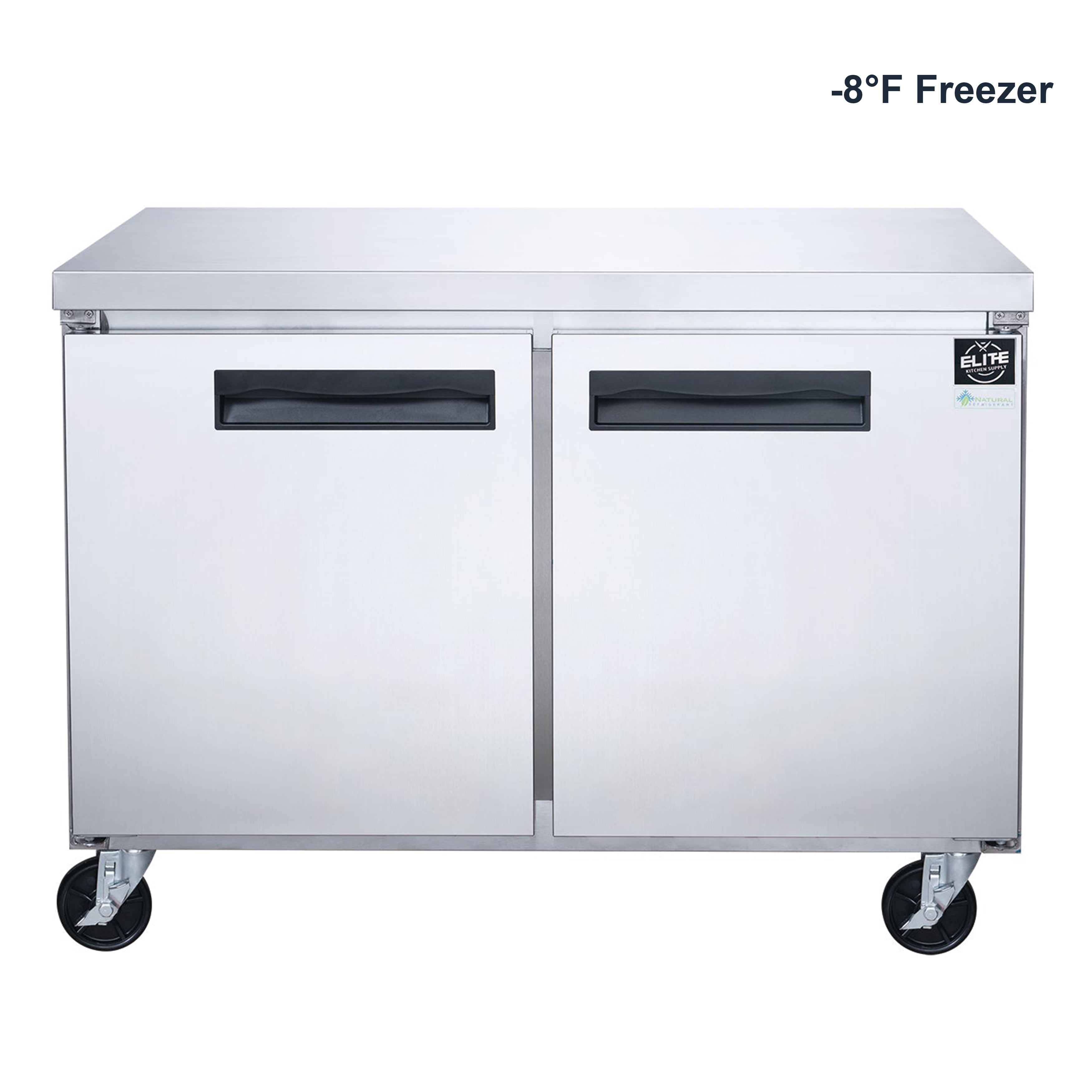 NSF 48 in. 2-Door Undercounter Freezer 13 Cu. Ft. Worktop Commercial Freezer in Stainless Steel ...