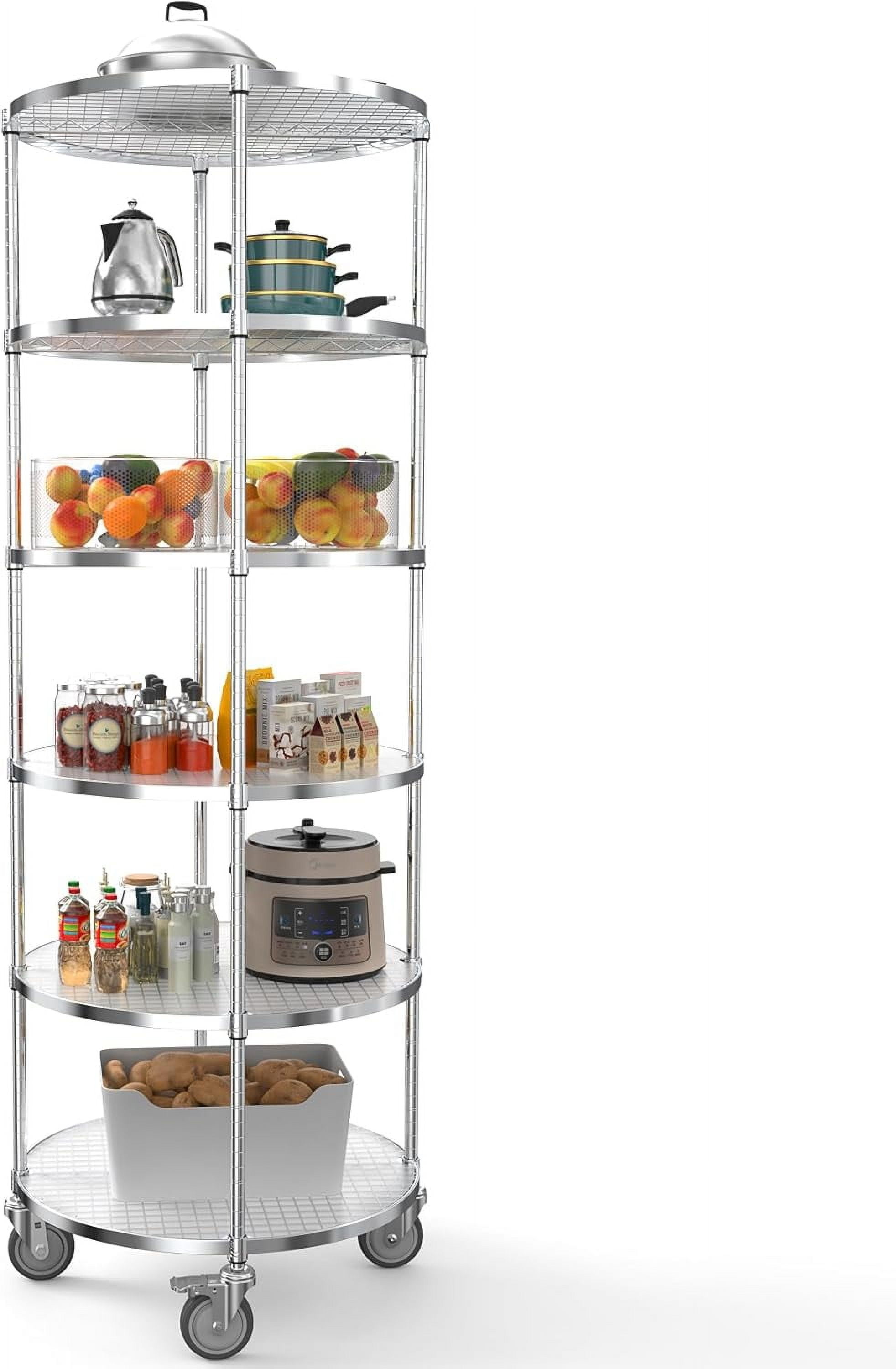 NSF 6 Tier Round Shelf Wire Shelving Unit, 2400lbs Heavy Duty ...