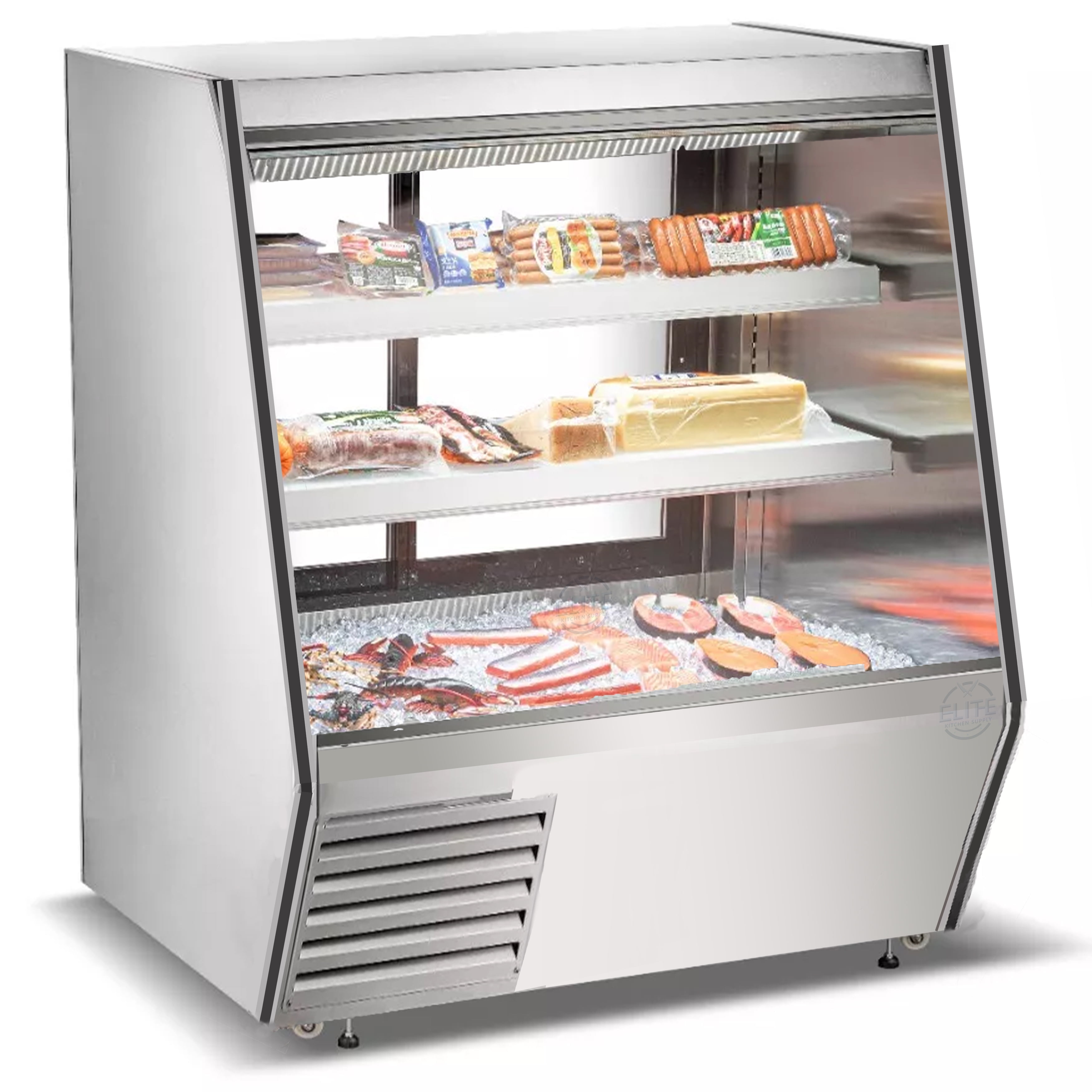 NSF 60 in. Butcher Seafood Raw Meat Refrigerated Case 29 Cu.Ft. Deli ...
