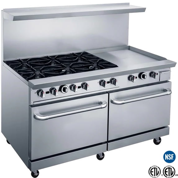 NSF 60 in. Commercial Propane Gas Oven Range, 6-burner stove& 24 ...