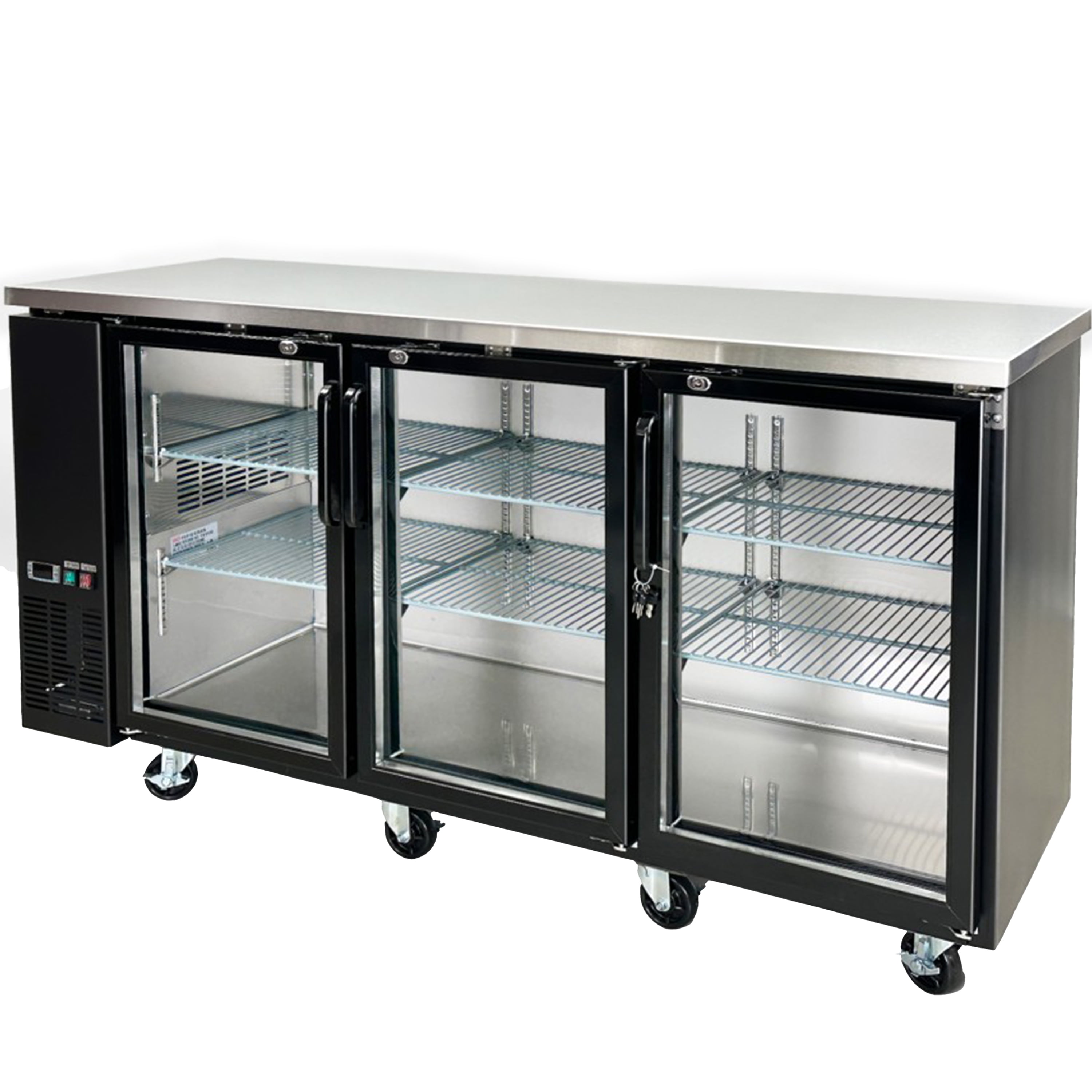 NSF 73 in. Back Bar Refrigerator 20 Cu. ft. 3 Glass Door Lockable Back ...