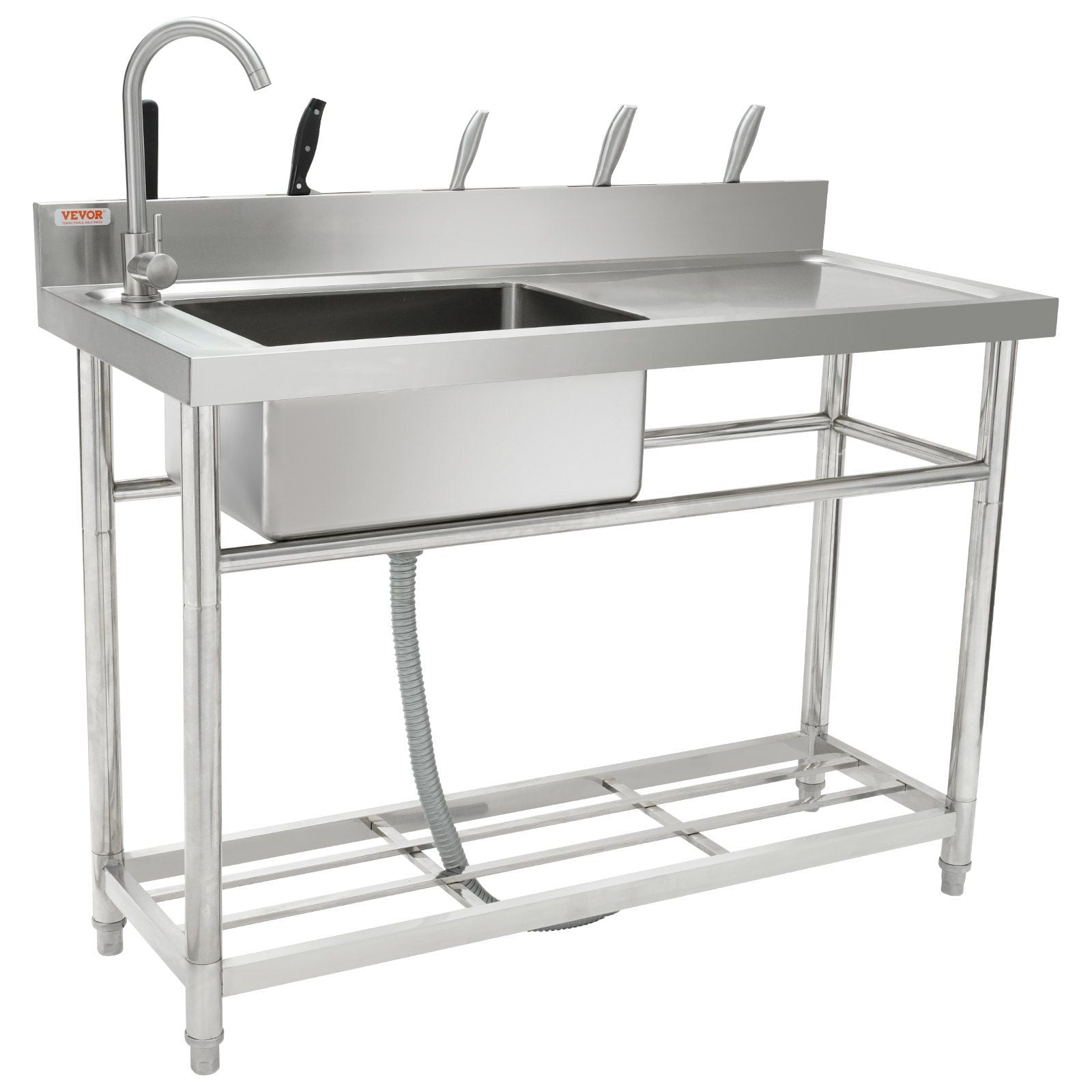 NSF Certified 47" Commercial Utility Sink with Workbench, Stainless ...