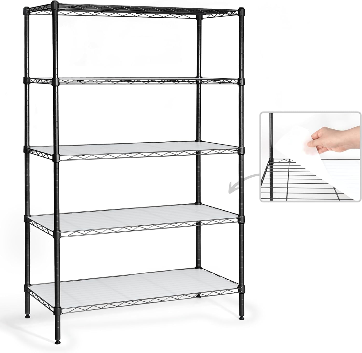 "NSF-Certified 5-Tier Adjustable Wire Shelving Unit with Liners - Heavy ...