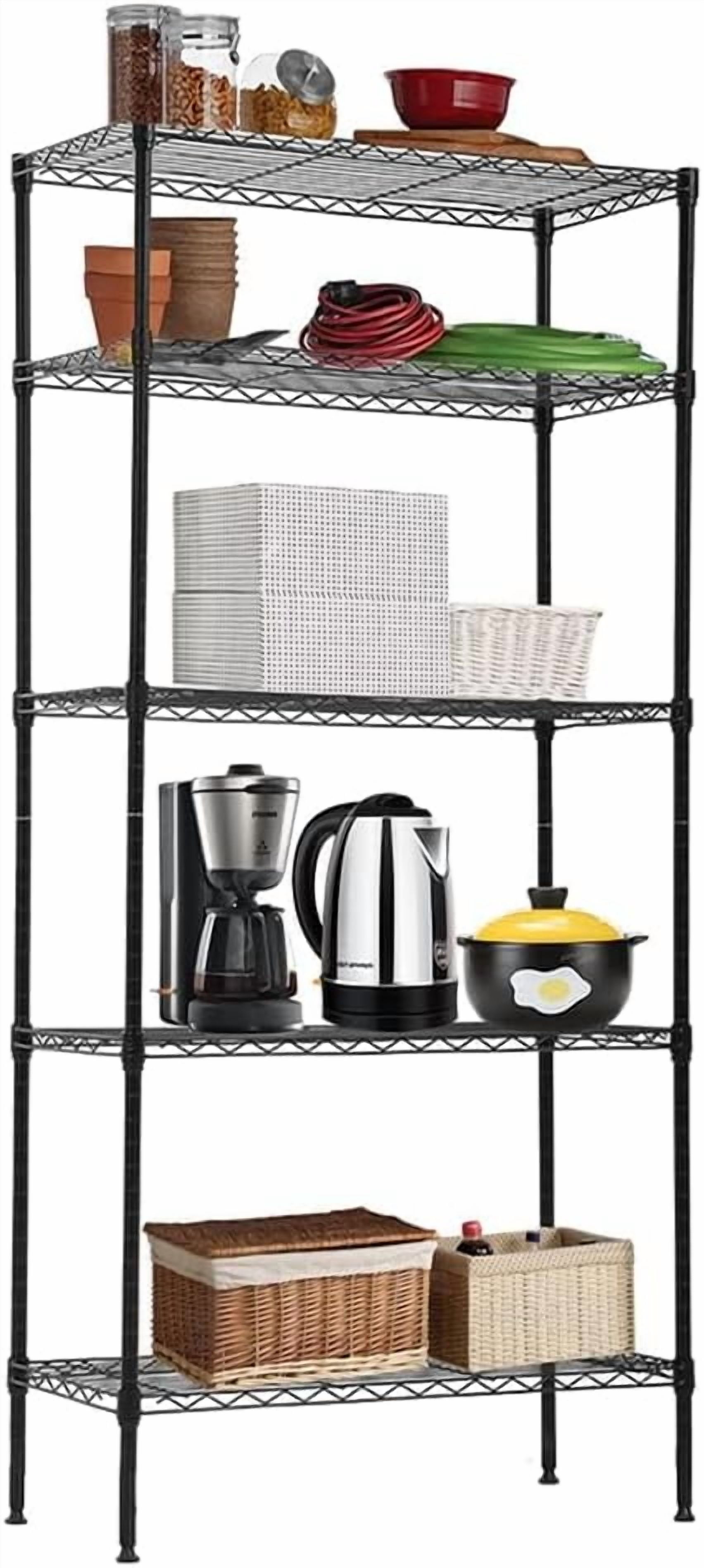 NSF Certified 5-Tier Wire Shelving Unit - 24" L x 14" W x 60" H Heavy ...