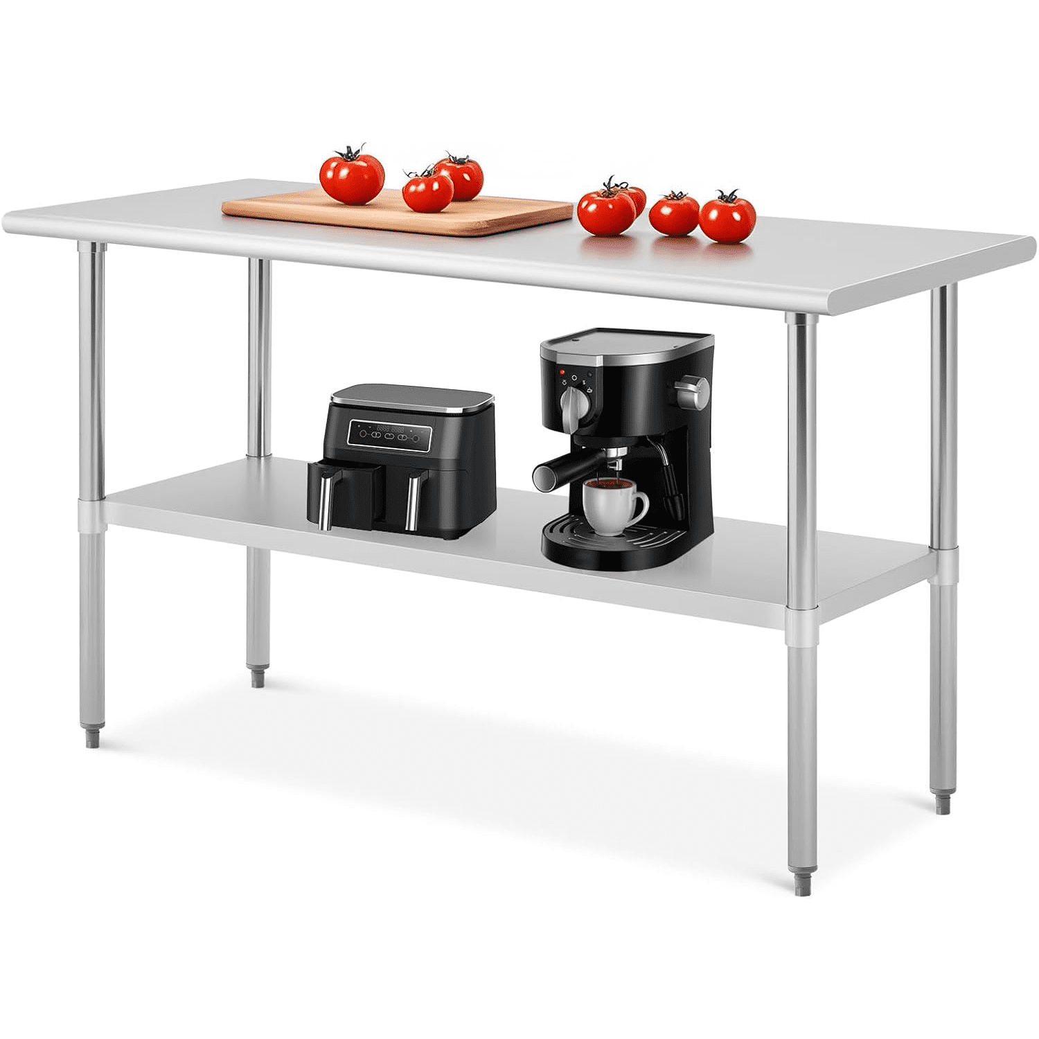 NSF Certified Commercial Work Table - 2-Tier Stainless Steel Prep Table ...