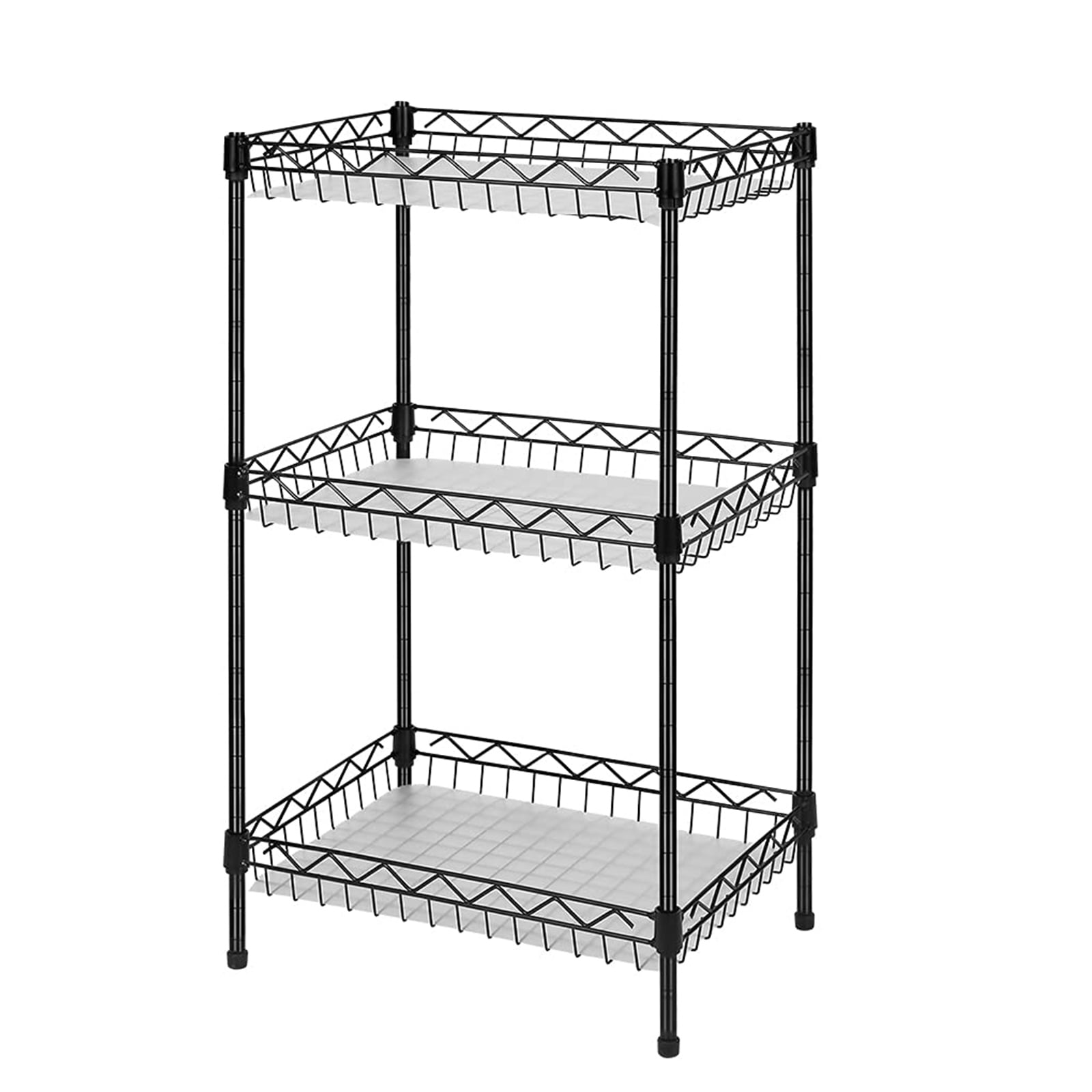 NSF GUANGFOSHUN 3-Tier Adjustable Black Carbon Steel Storage Shelf Unit ...