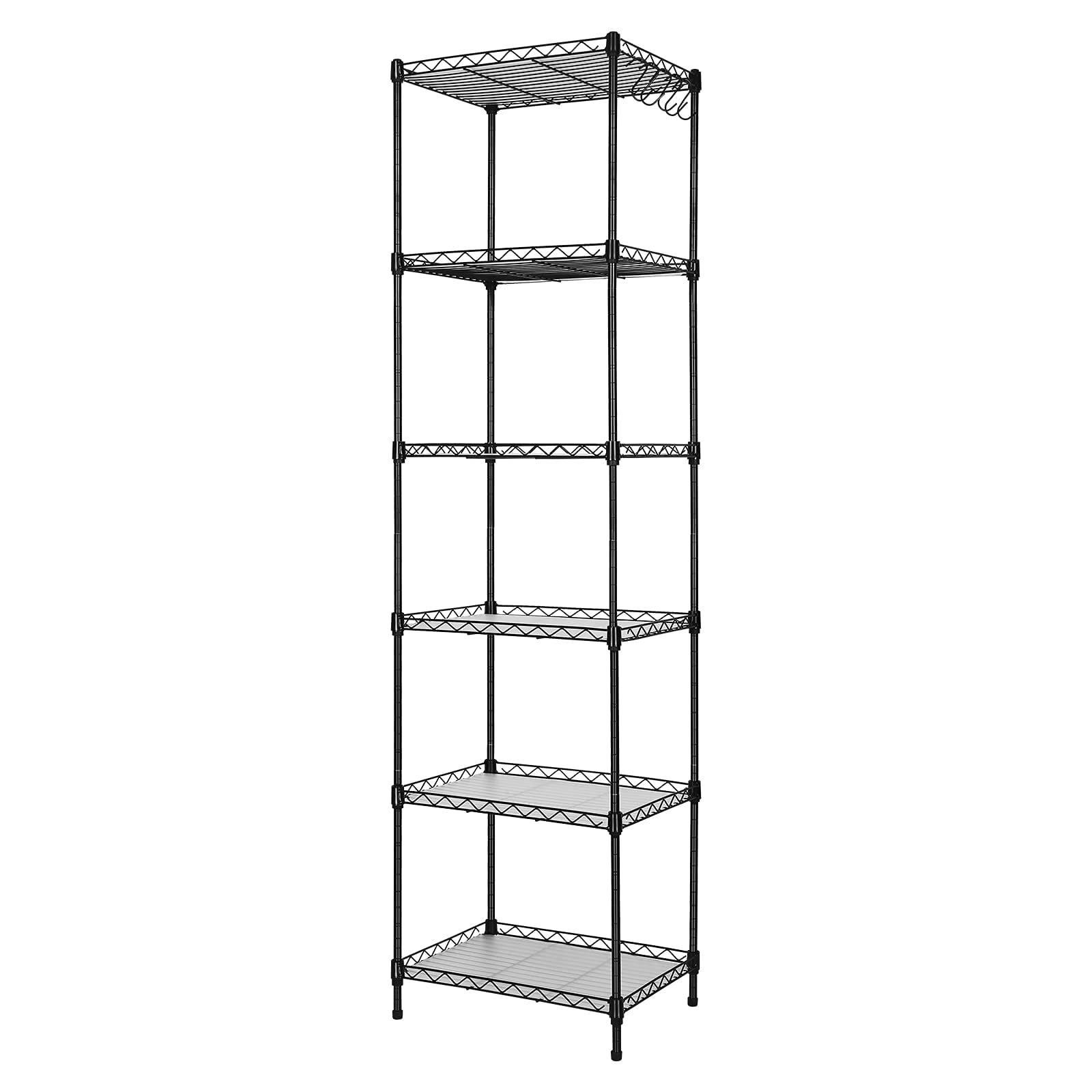 NSF Guangfoshun Black 6-Tier Metal Storage Shelf Unit for Home Kitchen ...