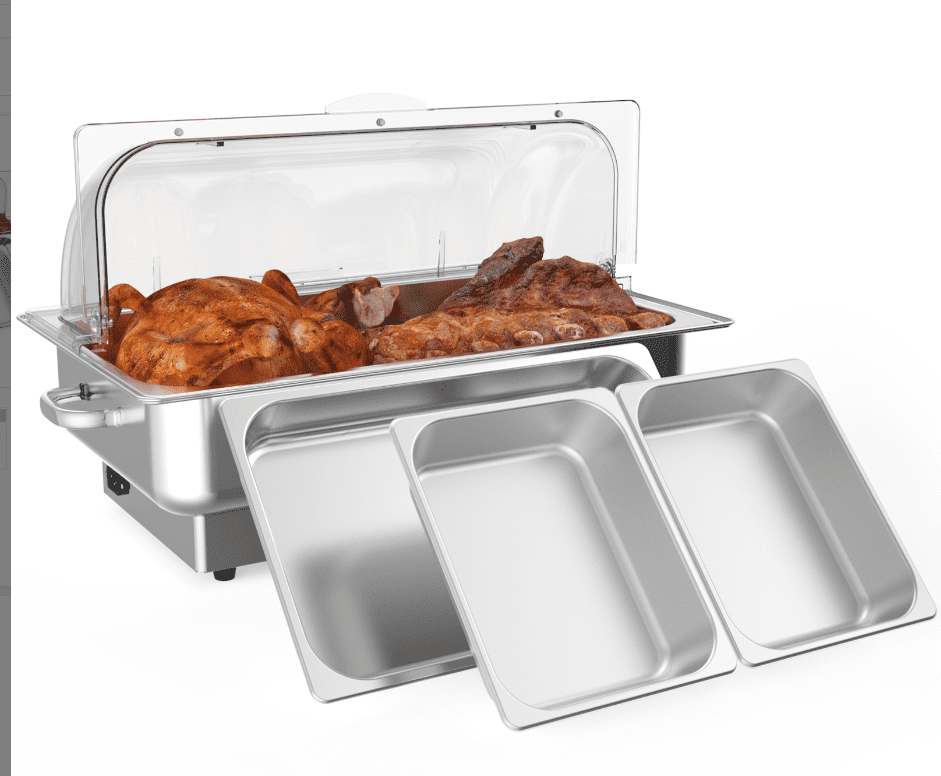 NSF Stainless Steel Roll Top Catering Chafer Server Food Warmer with ...