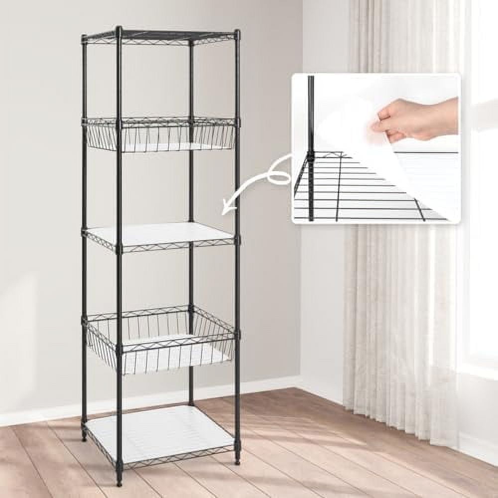 NSF Wire Shelving Unit w/Baskets & Liner, Space-Saving Storage Rack ...