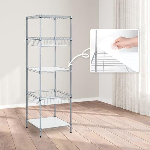 NSF Wire Shelving Unit w/Baskets & Liner, Storage Rack Corner Shelves ...