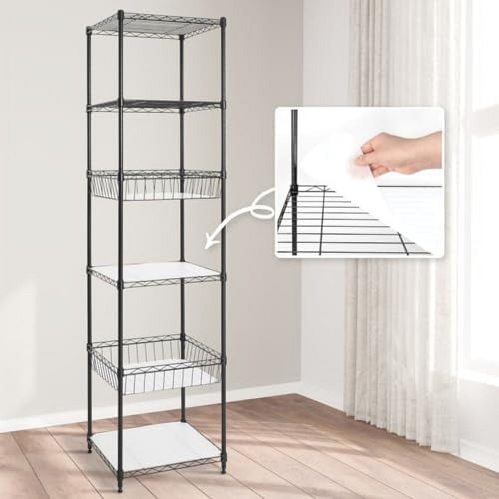 NSF Wire Shelving Unit w/Baskets & Liner, Storage Rack Corner Shelves ...