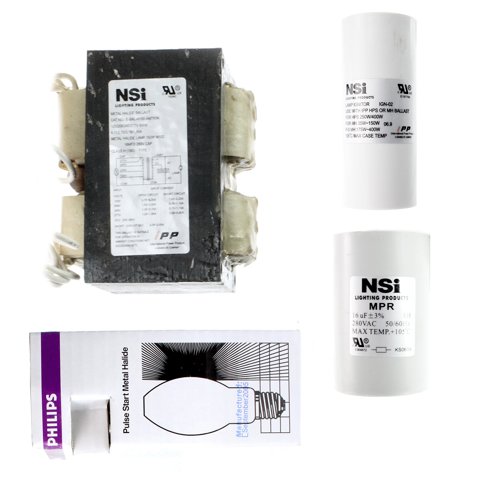NSI BKM150QL-MED Complete MH Metal Halide Replacement Ballast Kit, Core ...