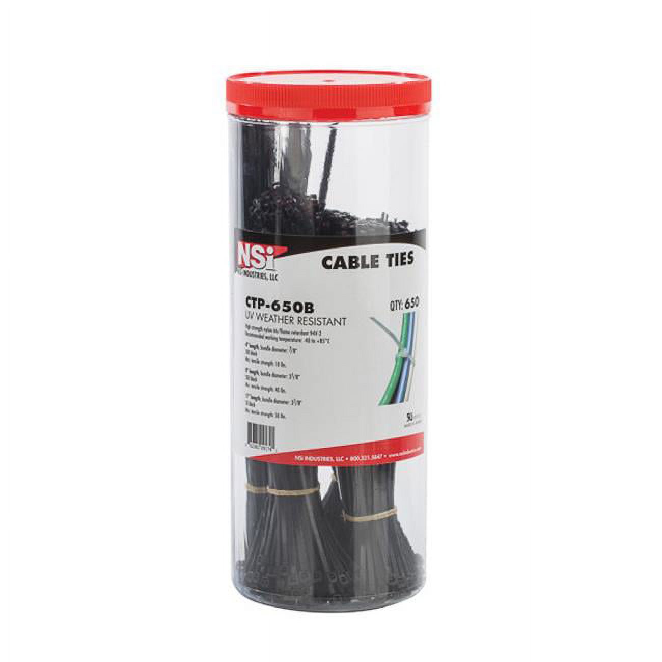 NSI Industries CTP-650B Cable Tie Canister, Black Assorted - Walmart.com