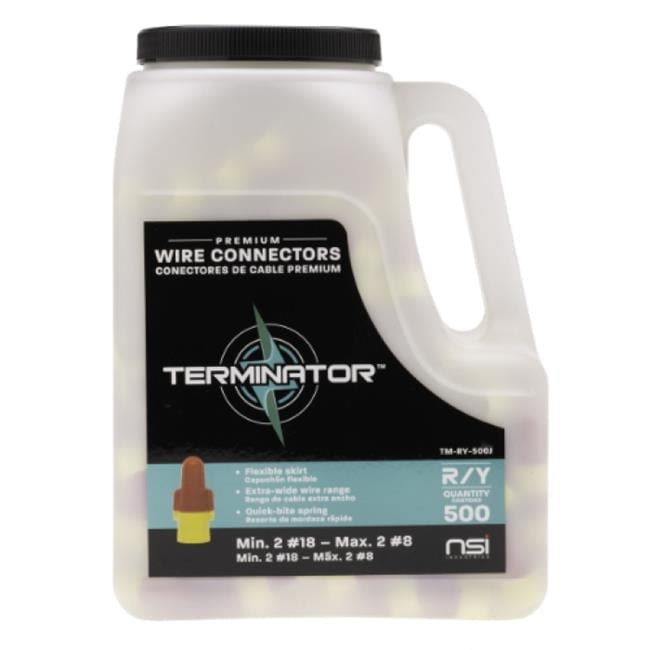 NSI Industries TM-RY-500J Terminator 500 Wire Connector, Red & Yellow ...