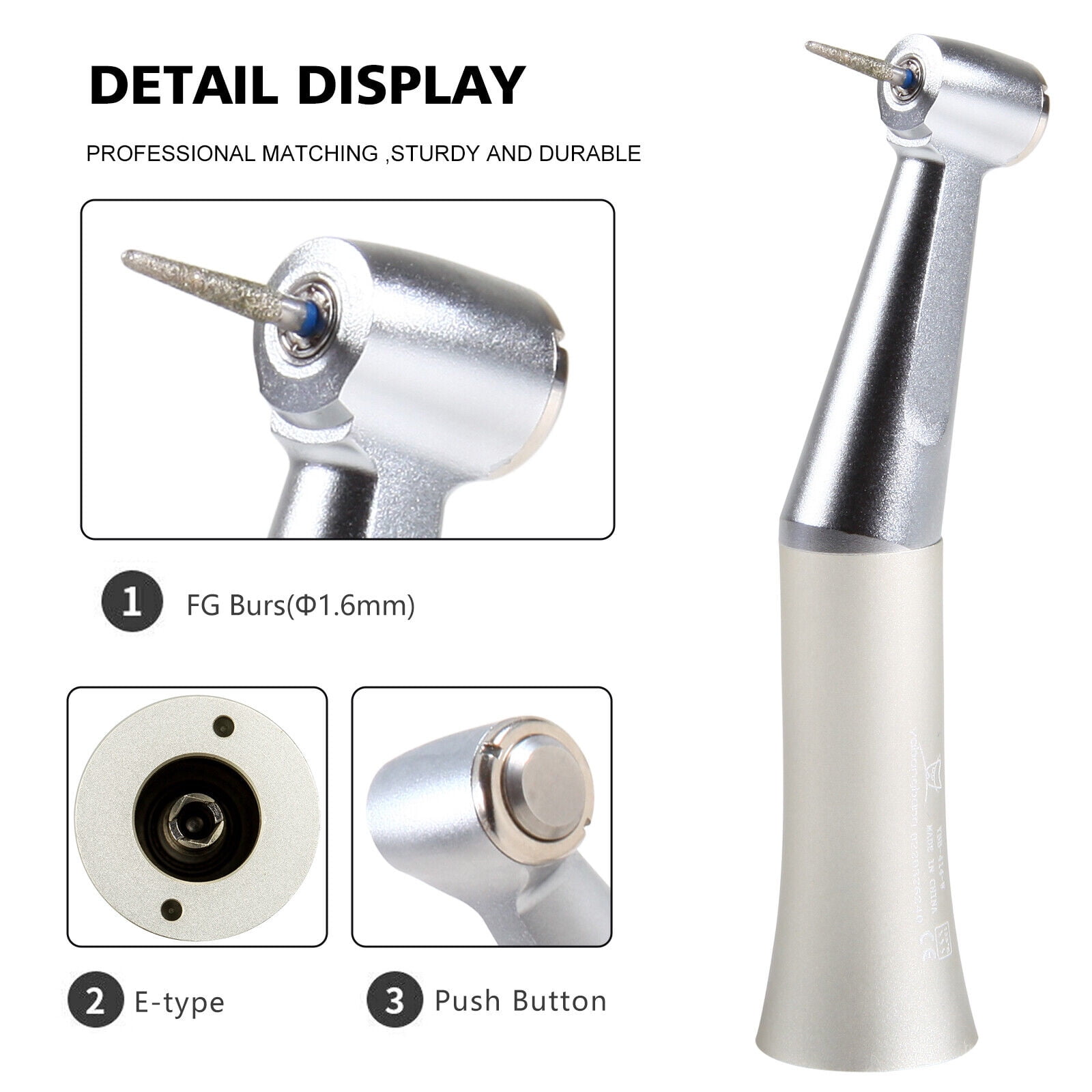 NSK Type Dental Slow Low Speed FG 1.6mm Burs Contra Angle Handpiece ...