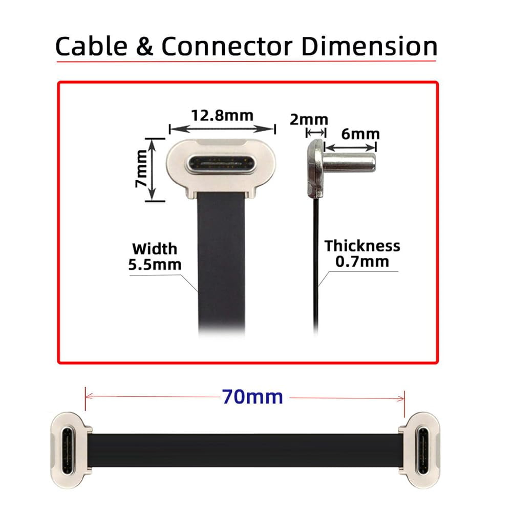 NSKBBM-Cord Dual Angled Ultra Slim Flat USB-C Type C to USB-C Power ...