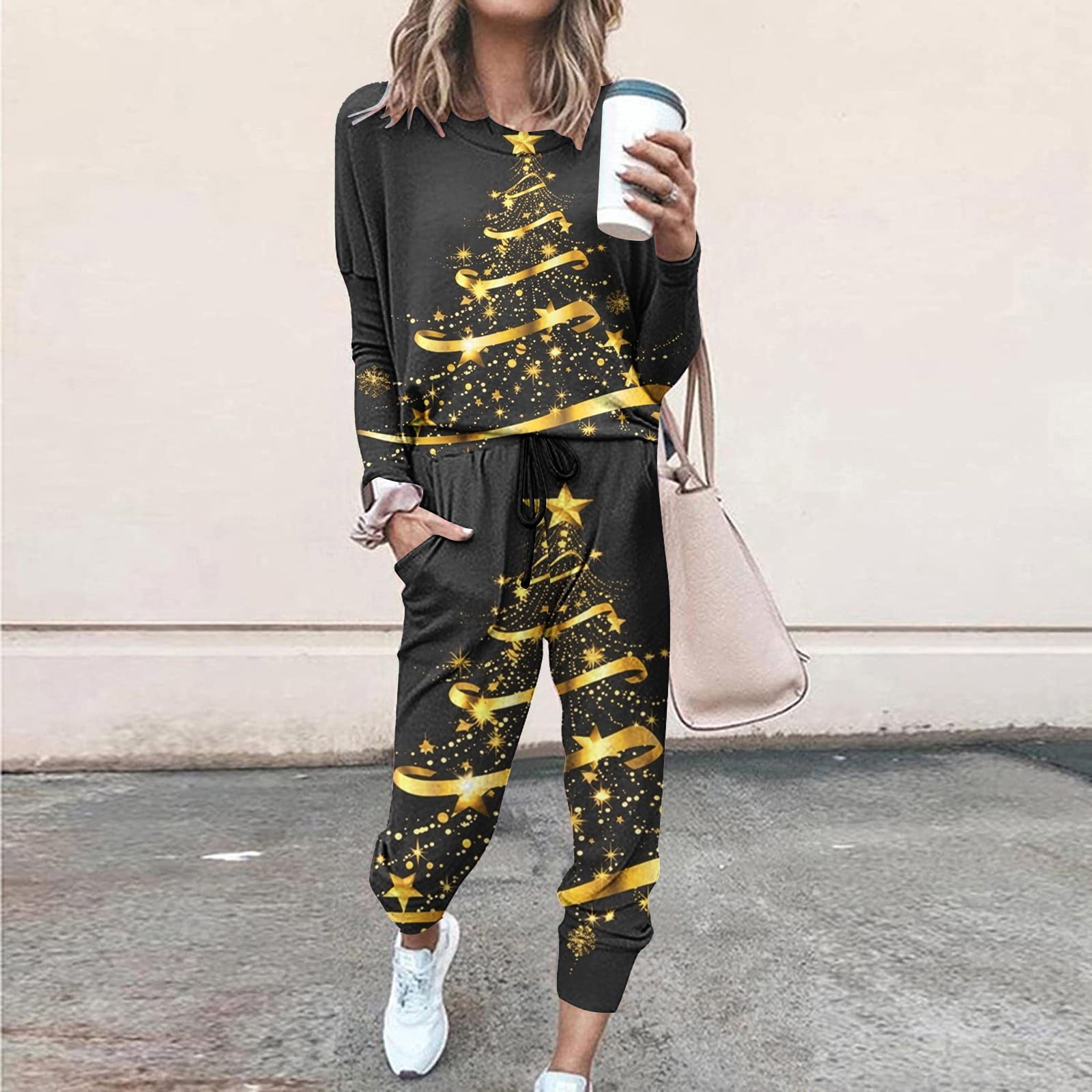 NSLGXD Christmas Jogger Sets for Women 2 Piece Lounge Set Fall Winter ...
