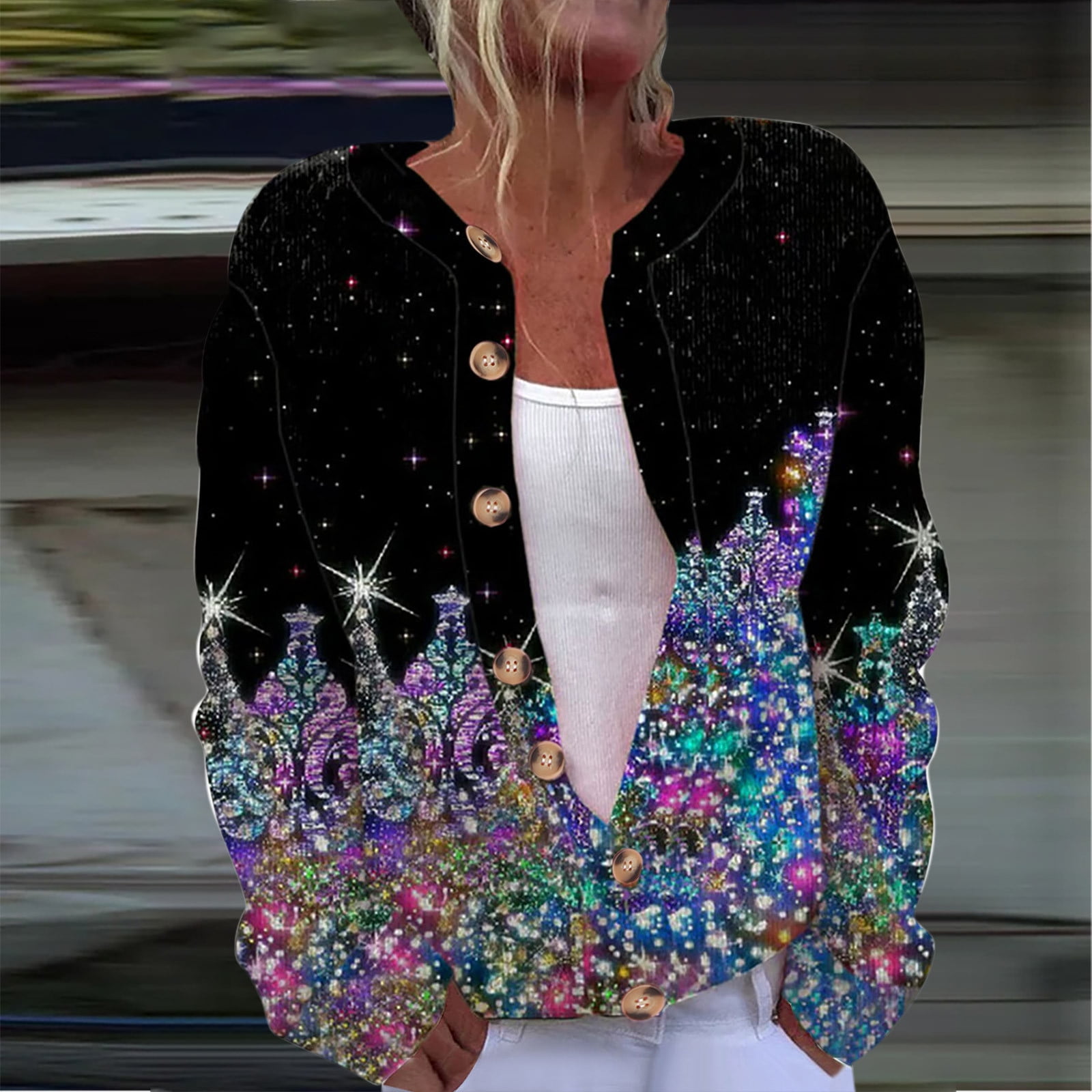 NSLGXD Christmas Sweaters for Women Ugly Funny Xmas Button Up Cardigans ...