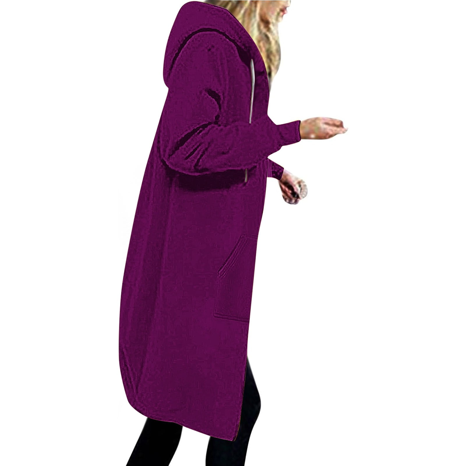 NSLGXD Long Hoodies for Women Solid Color Zip Up Long Hooded Coats ...