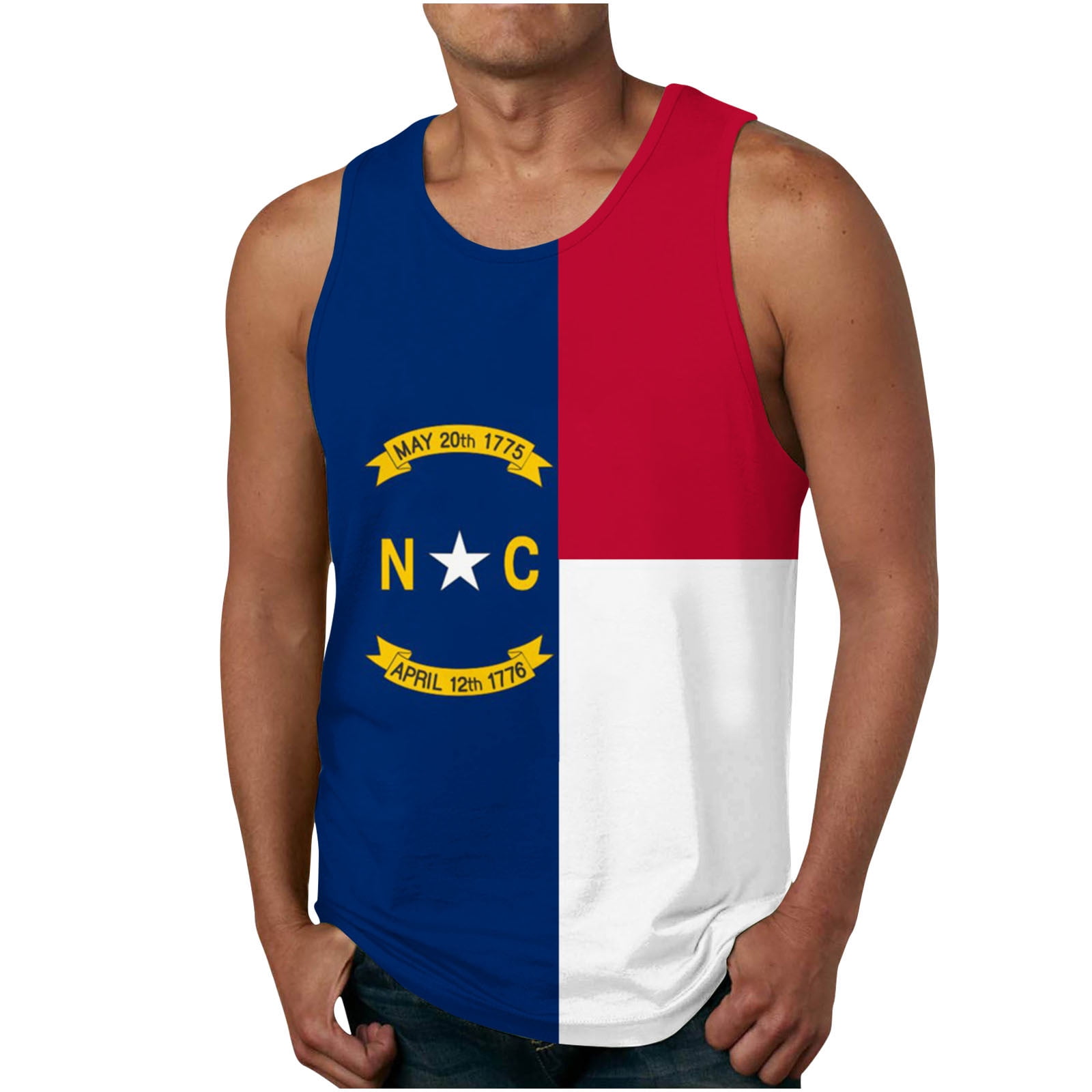 NSLGXD Mens Tank Tops 2024 Fashion State Flag Printed Patriotic Shirts ...