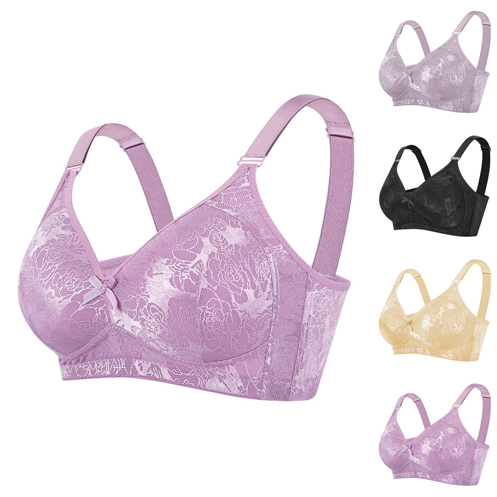 NSLGXD Plus Size Bras for Women Wireless Comfortable Bra Adjustable ...