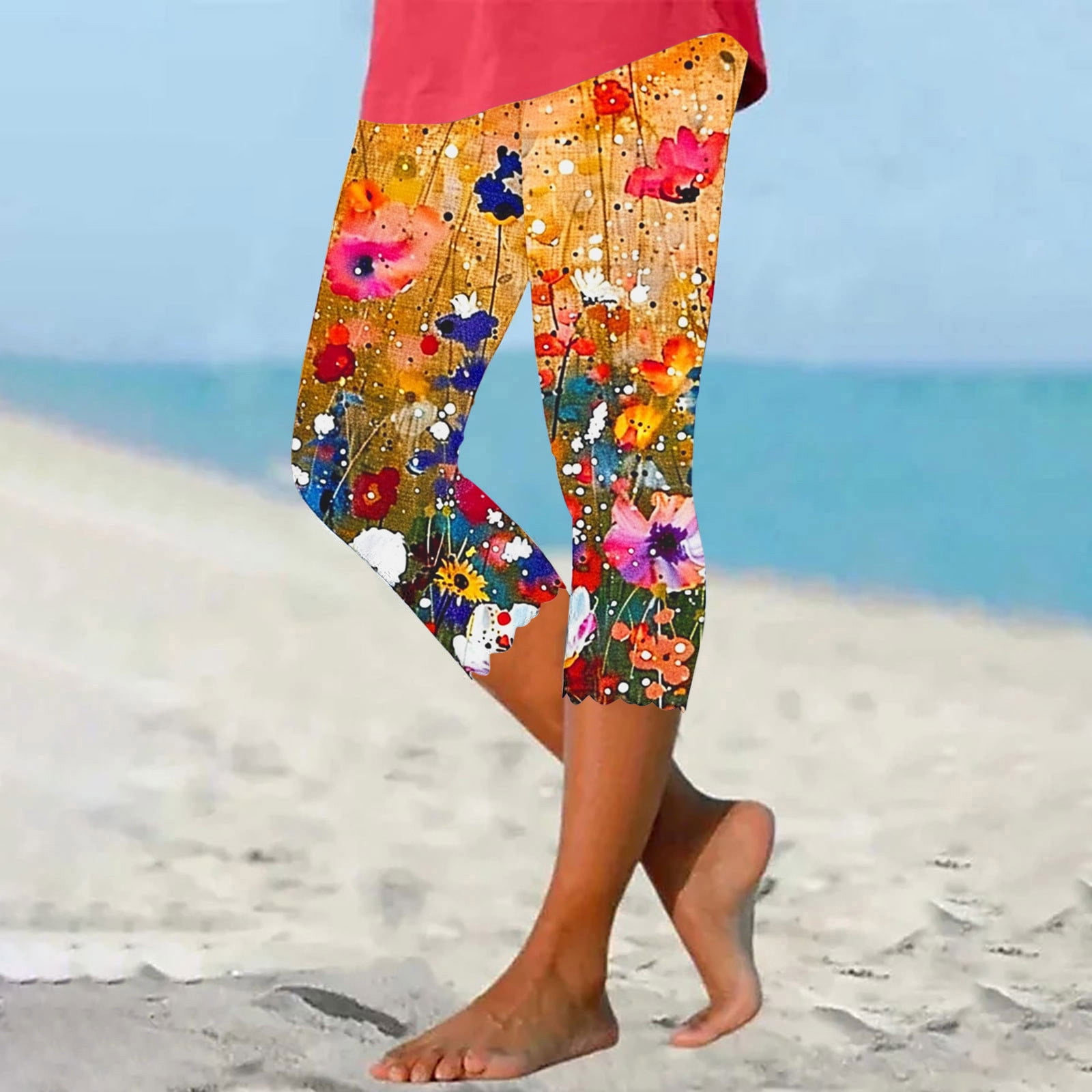 NSLGXD Summer Capri Leggings for Women Lightweight Plus Size Capris ...