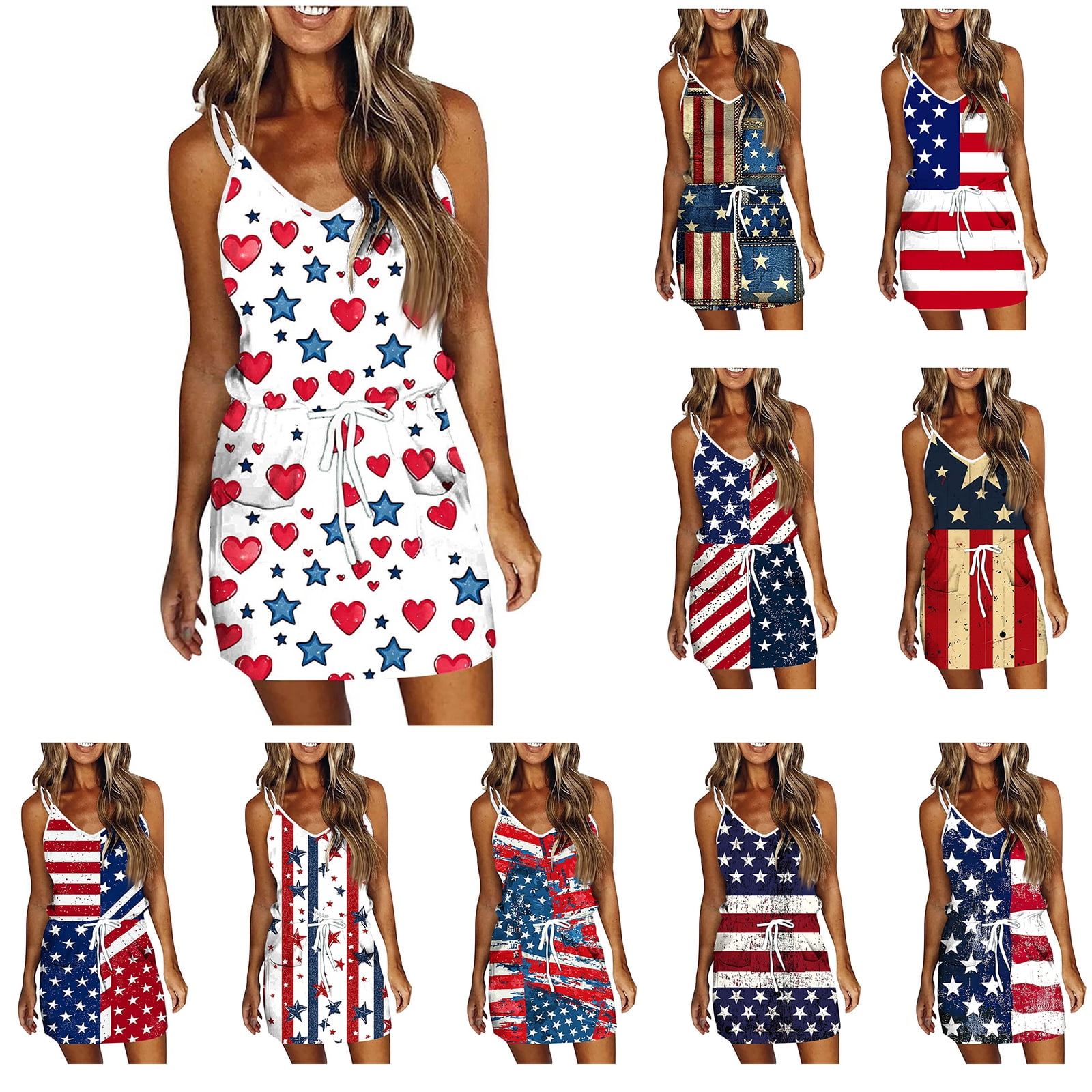 NSLGXD Summer Dresses for Women 2026 Independence Day USA Flag Print ...