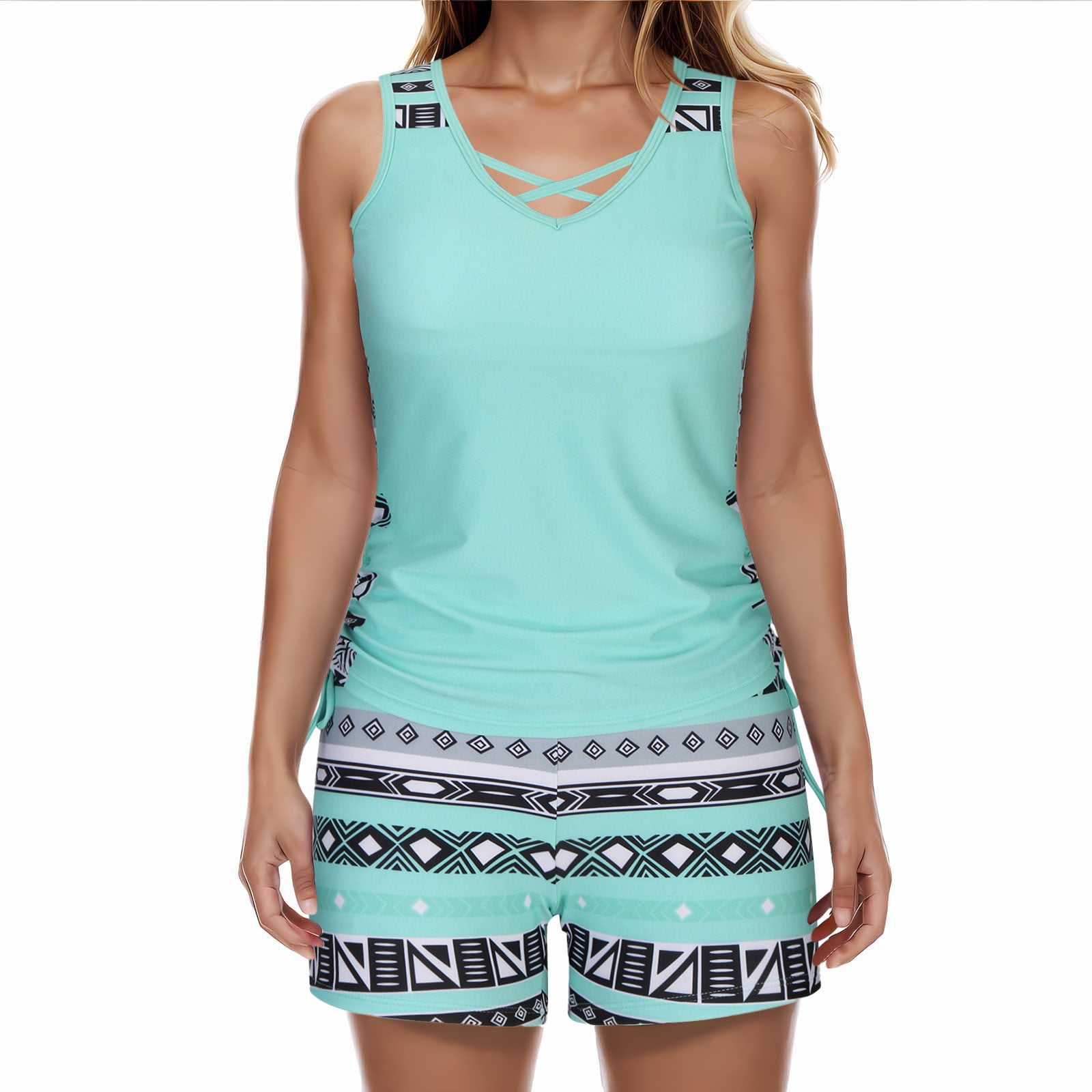 NSLGXD Tankini Swimsuits for Women 2 Piece Bathing Suit Tankini Tops ...
