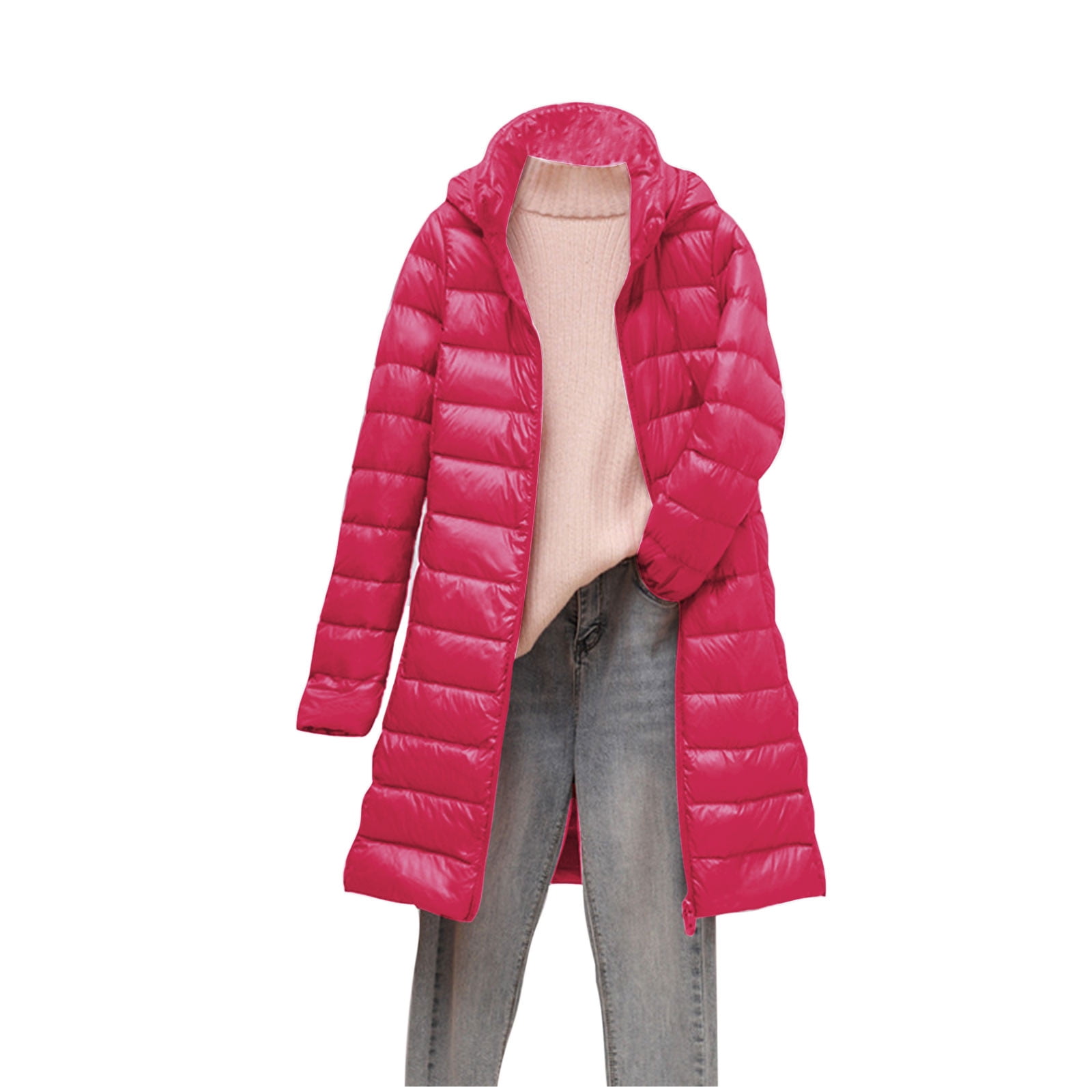 NSLGXD Winter Puffer Jackets for Women Lightweight Removable Hooded Mid ...