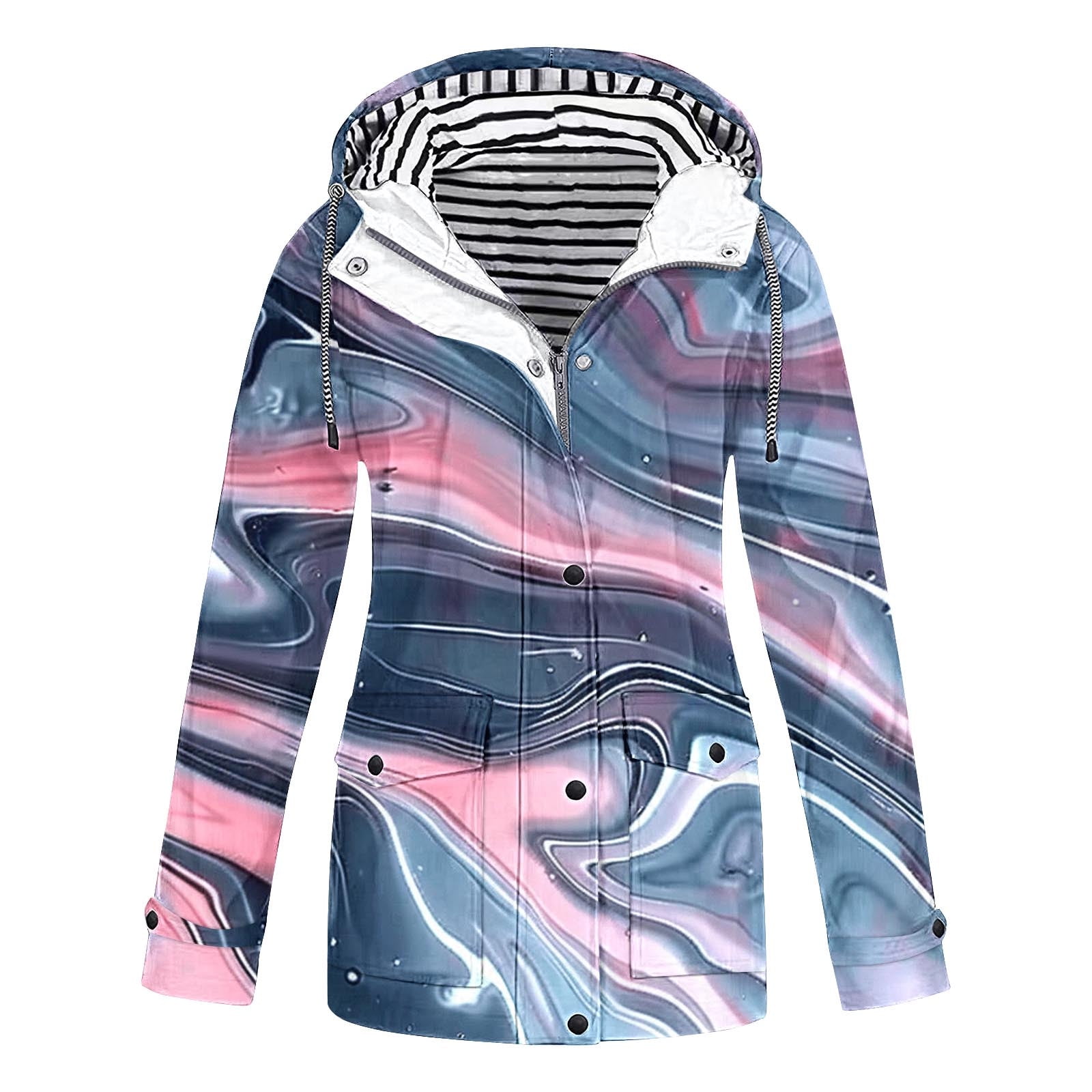 NSLGXD Women's Raincoats Lightweight Waterproof Coats Fashion Marble ...
