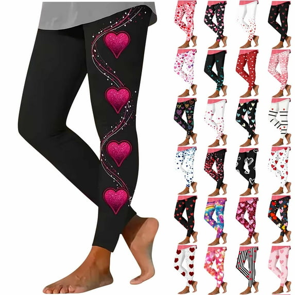 NSLGXD Women's Underwear Leggings Valentine's Day Heart Graphic Casual ...