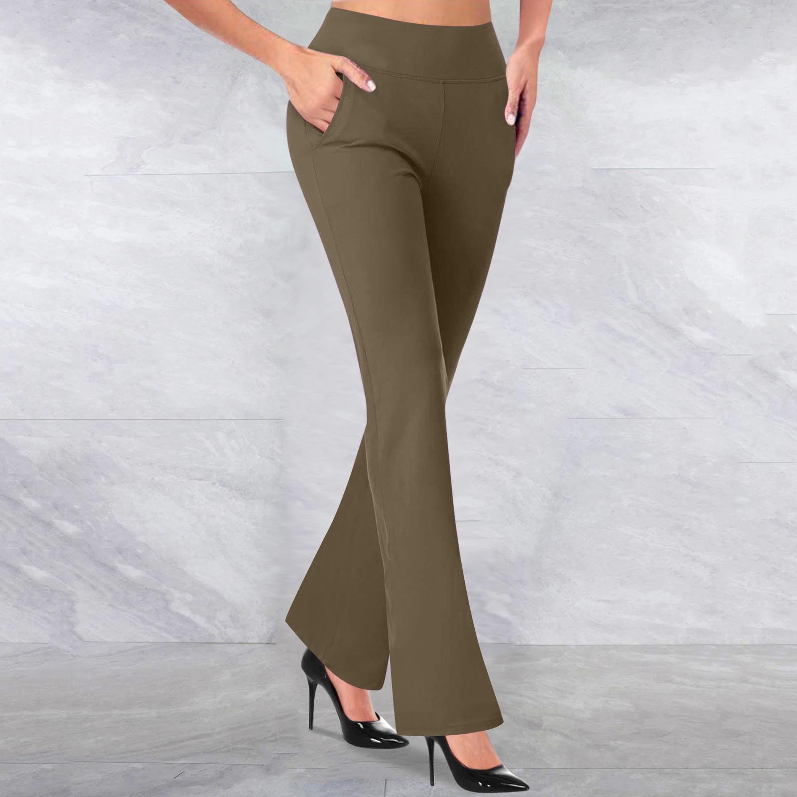 NSLGXD Womens Flare Dress Pants High Waist Stretchy Straight Leg ...