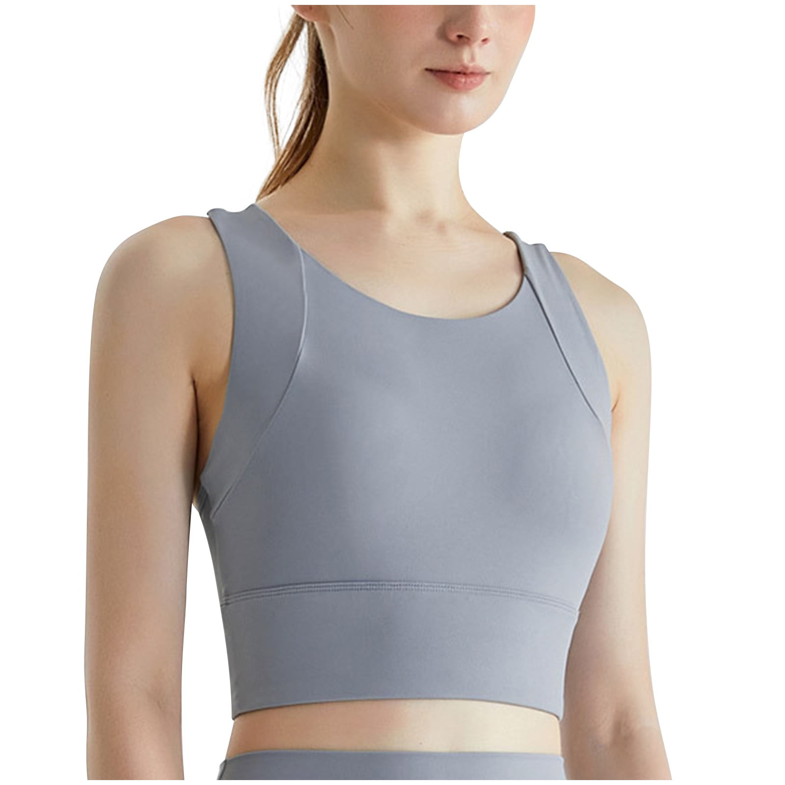 NSLGXD Womens Sports Bras No Wire Yoga Gym T-shirt Bra Cotton Full ...