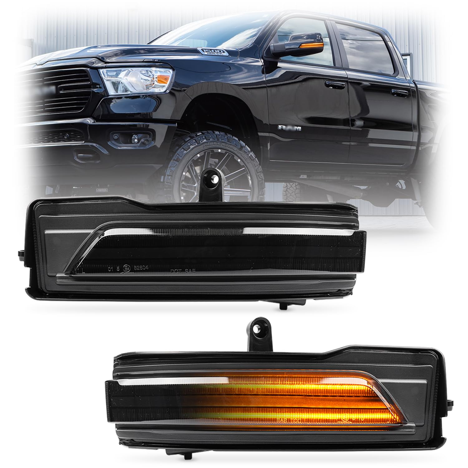 NSLUMO Sequential LED Side Mirror Marker Lights Compatible w/ 2019-2024 ...