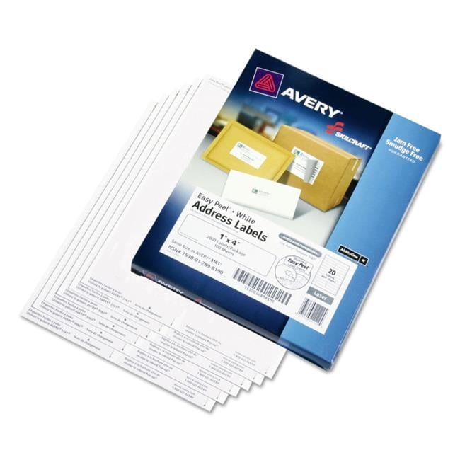 NSN 1 x 4 in. Laser Labels White - Box of 2000 - Walmart.com